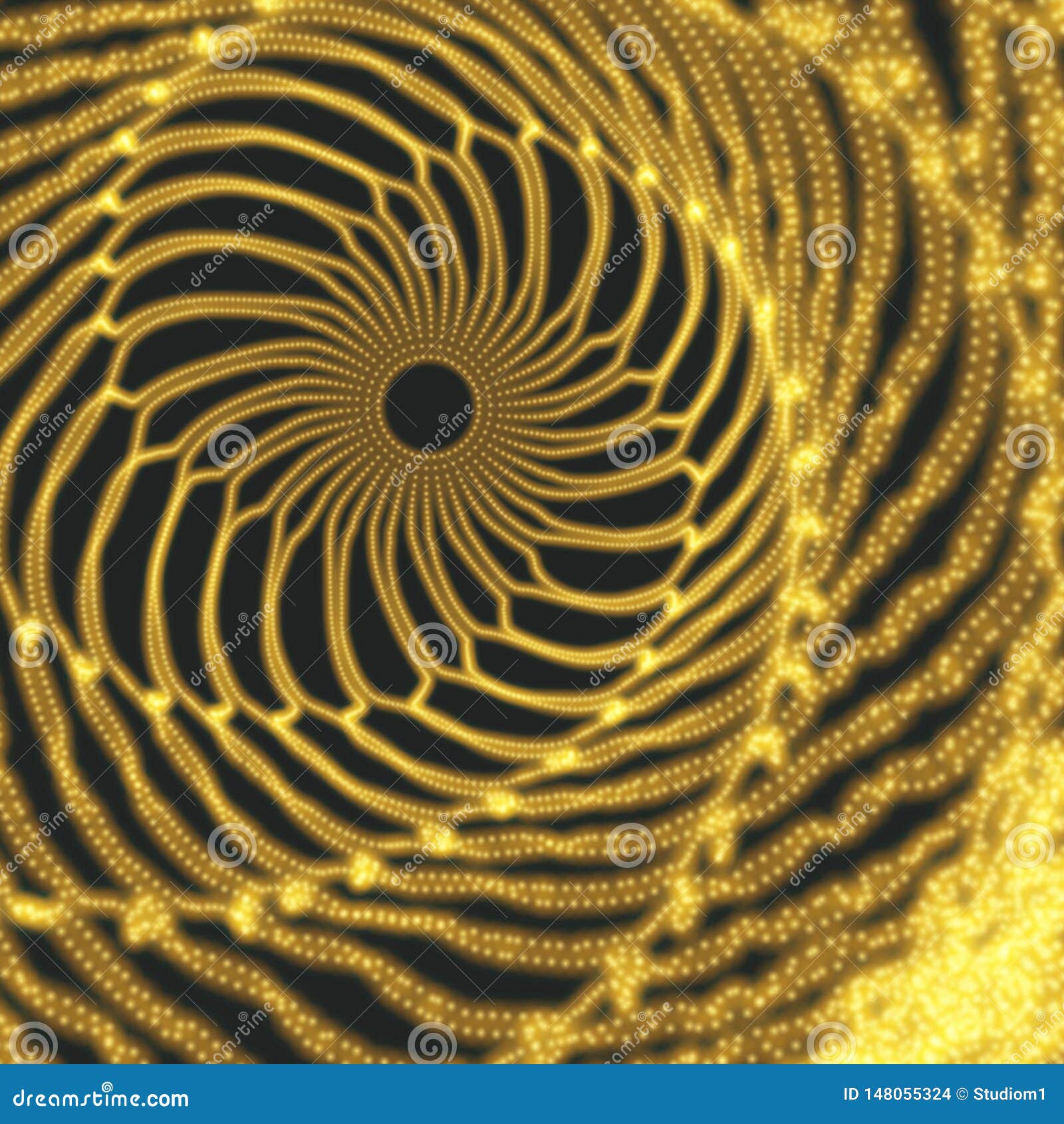 Spiral. Tunnel. Array with Dynamic Particles. Futuristic Style. Cyberspace Grid Stock Vector ...