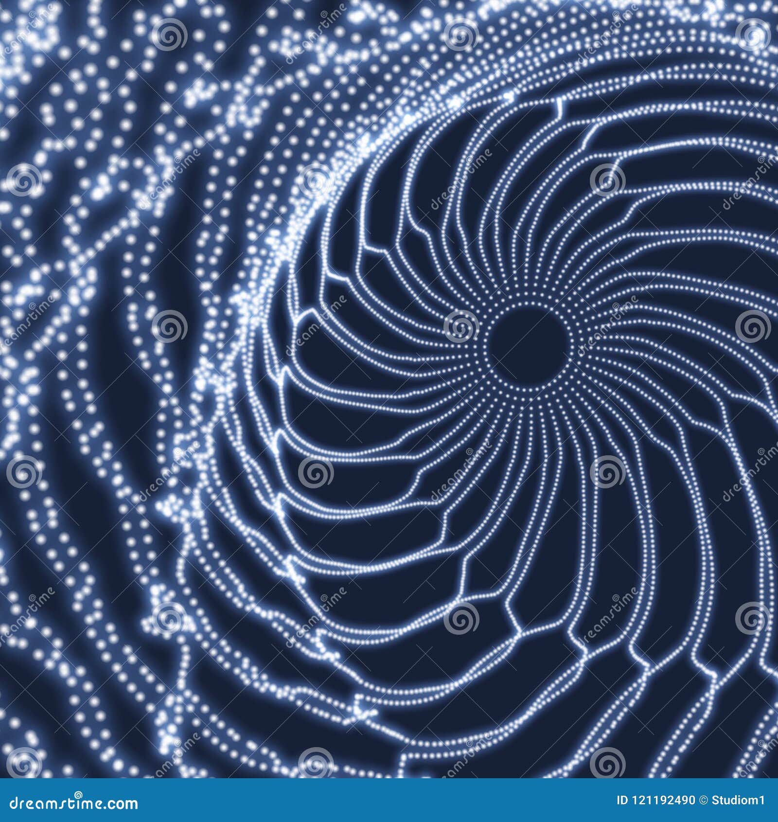 Spiral. Tunnel. Array with Dynamic Particles. Futuristic Style. Cyberspace Grid Stock Vector ...