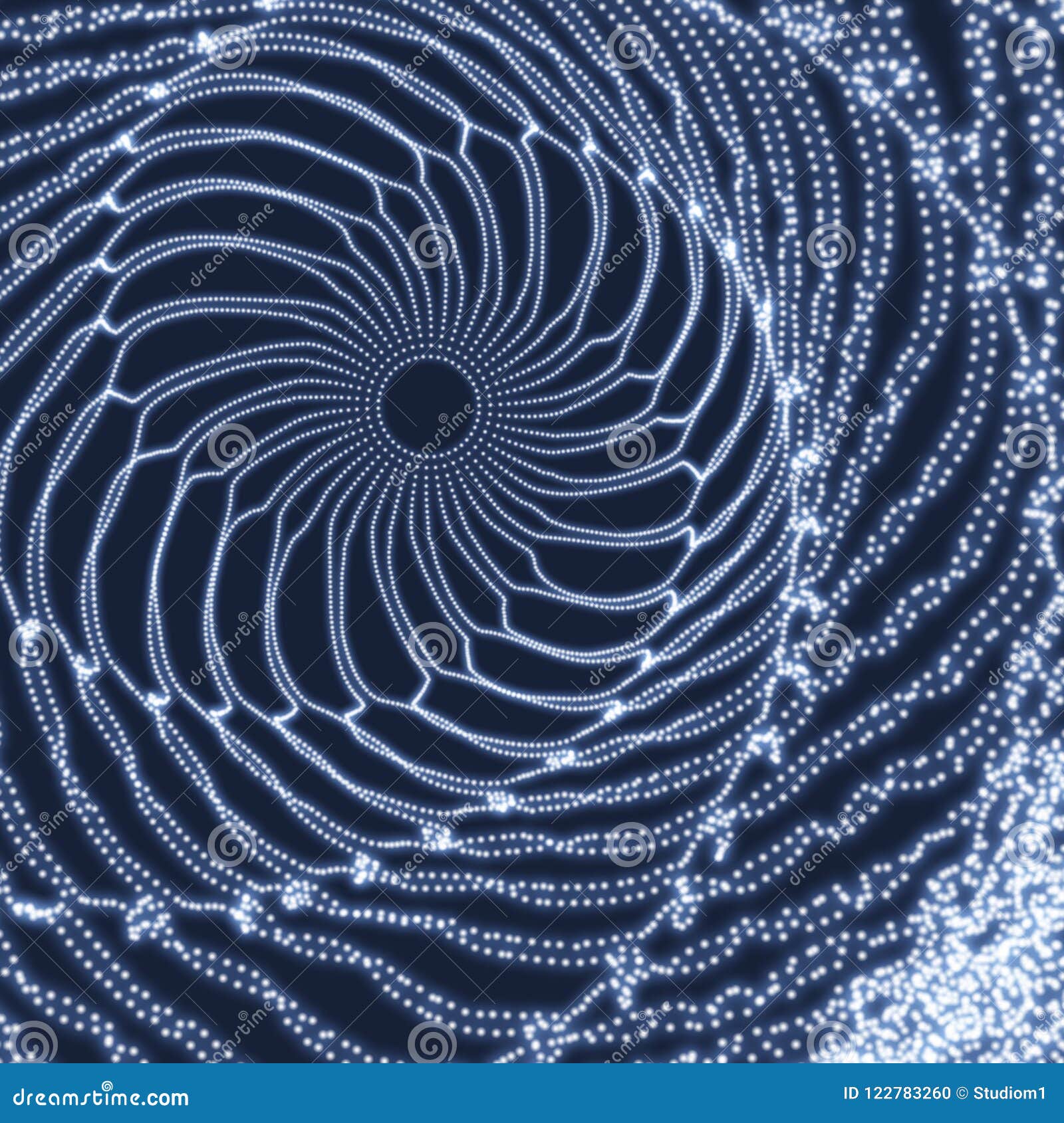 Spiral. Tunnel. Array with Dynamic Particles. Futuristic Style. Cyberspace Grid Stock Vector ...