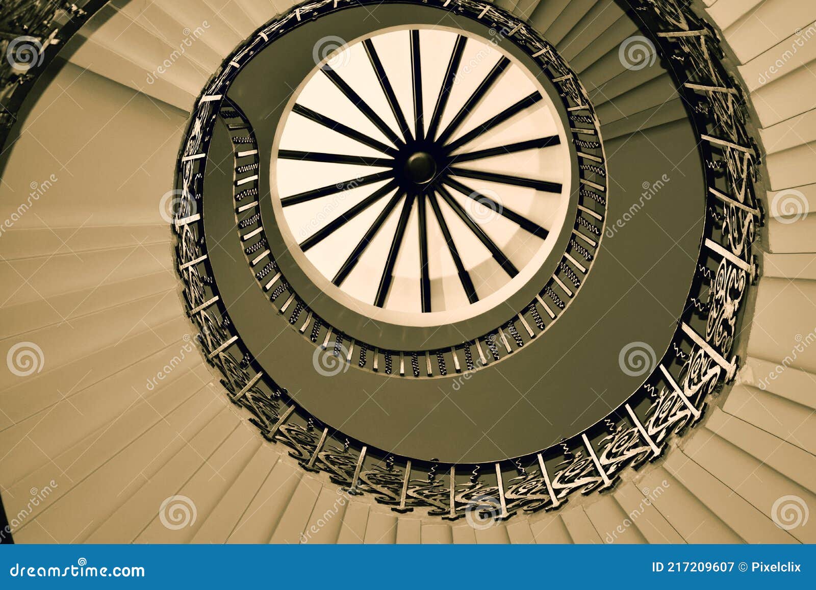 Spiral Twisted Staircase View from the Bottom. Stock Image - Image of ...