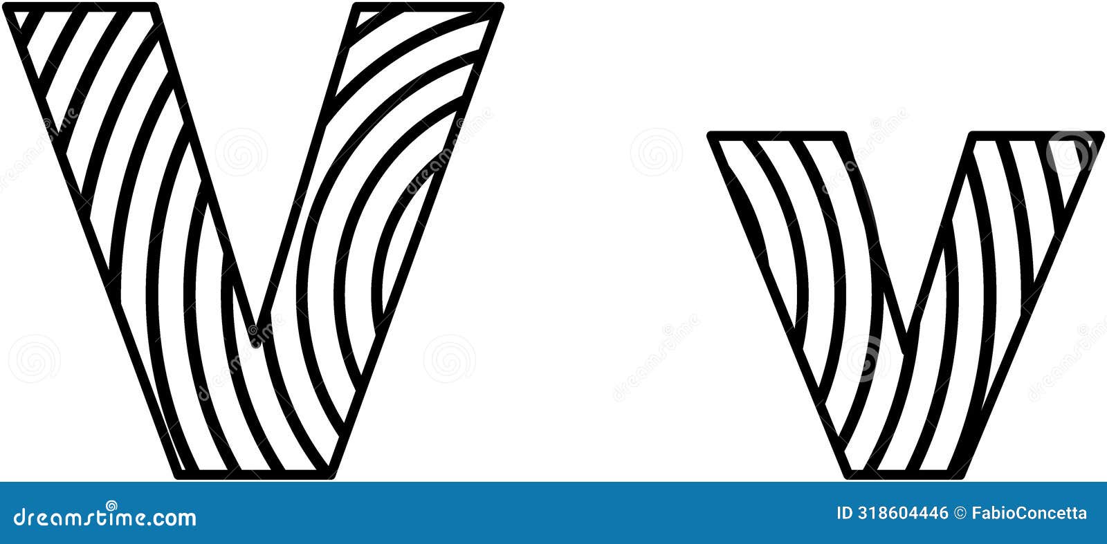 Font Letter V Uppercase Italic Typographic Spiral Effect Stock Vector ...