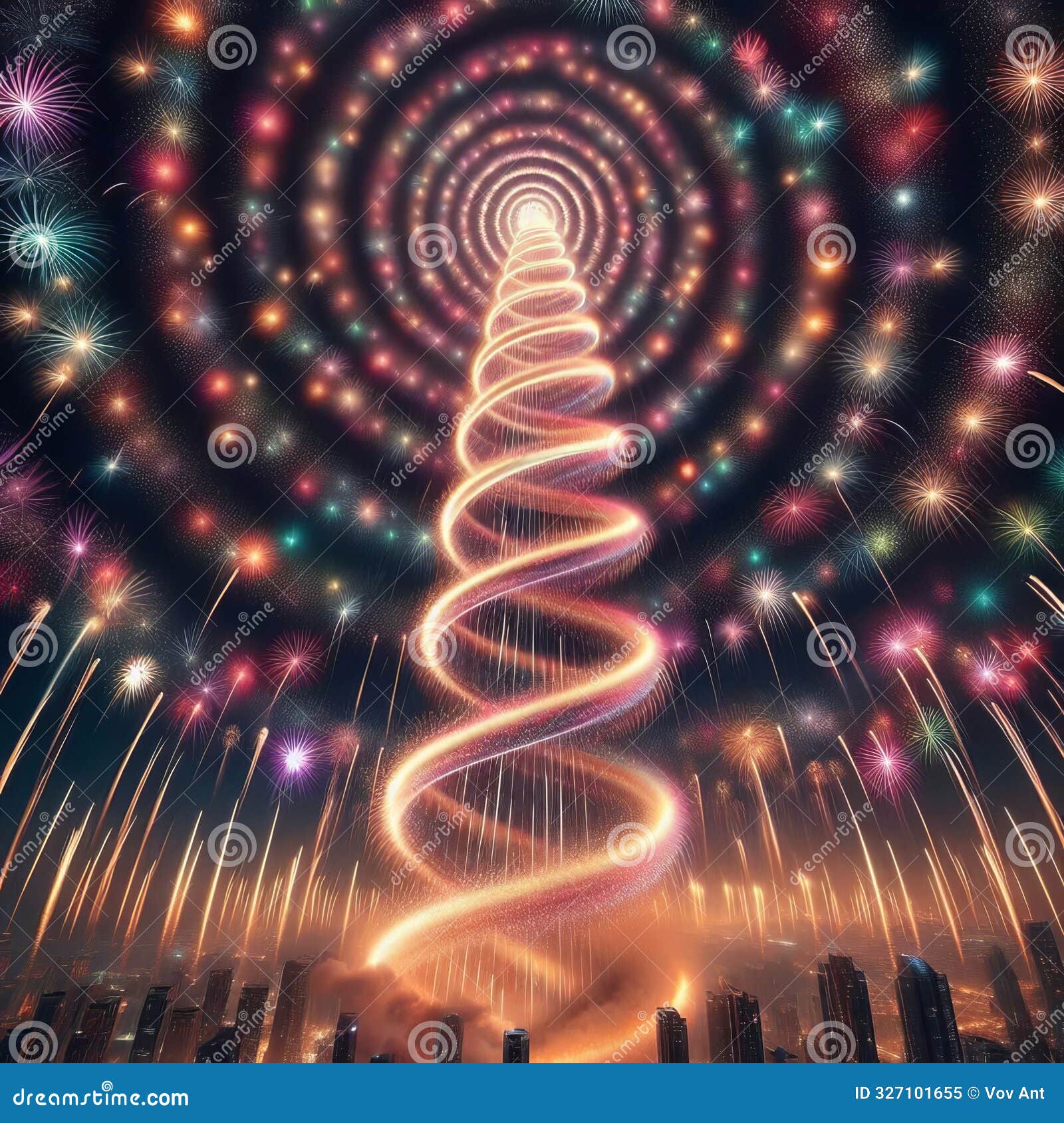 66 96. Spiral Vertical Shells_ Large, Spherical Firewo Stock ...