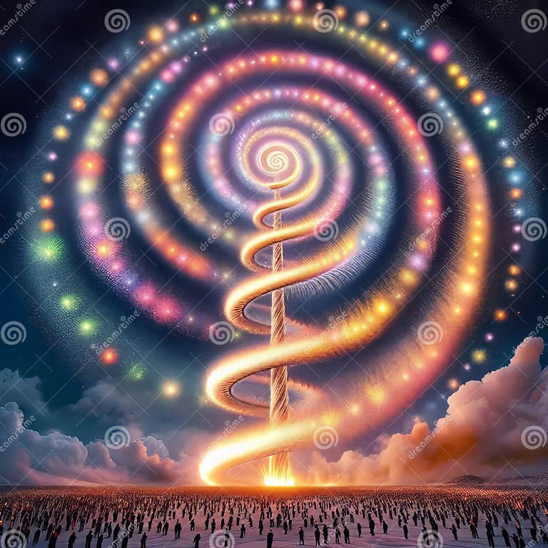 64 96. Spiral Vertical Shells_ Large, Spherical Firewo Stock ...