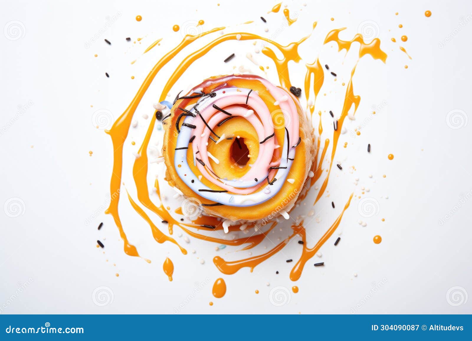 Spiral View of a Roll, Icing Dripping Stock Image - Image of generated ...