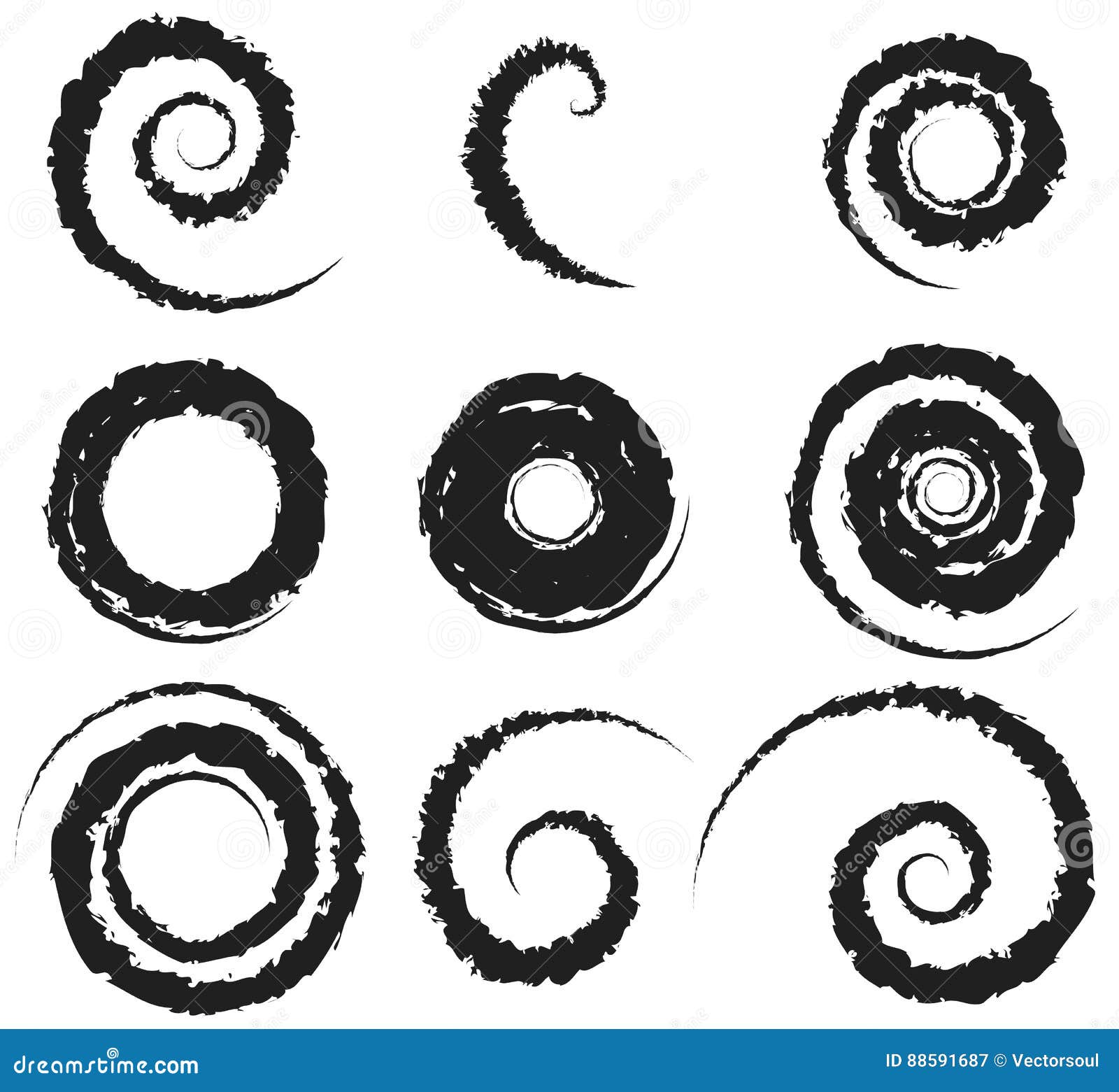 Spiral, Vortex Element Set. 9 Different Circular Shapes Stock Vector ...