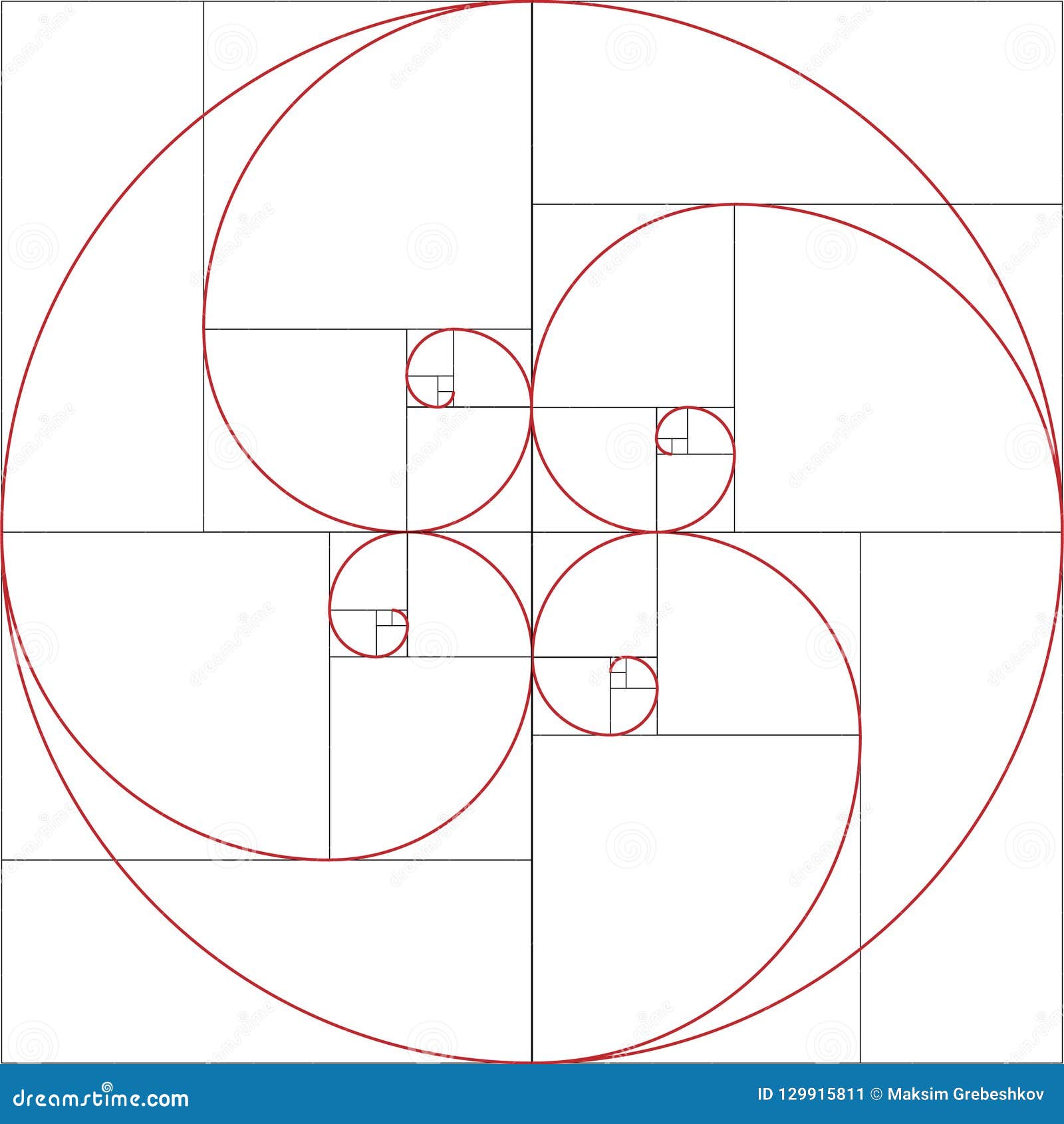 Spirale Di Fibonacci Rapporto Dorato Illustrazione di Stock ...