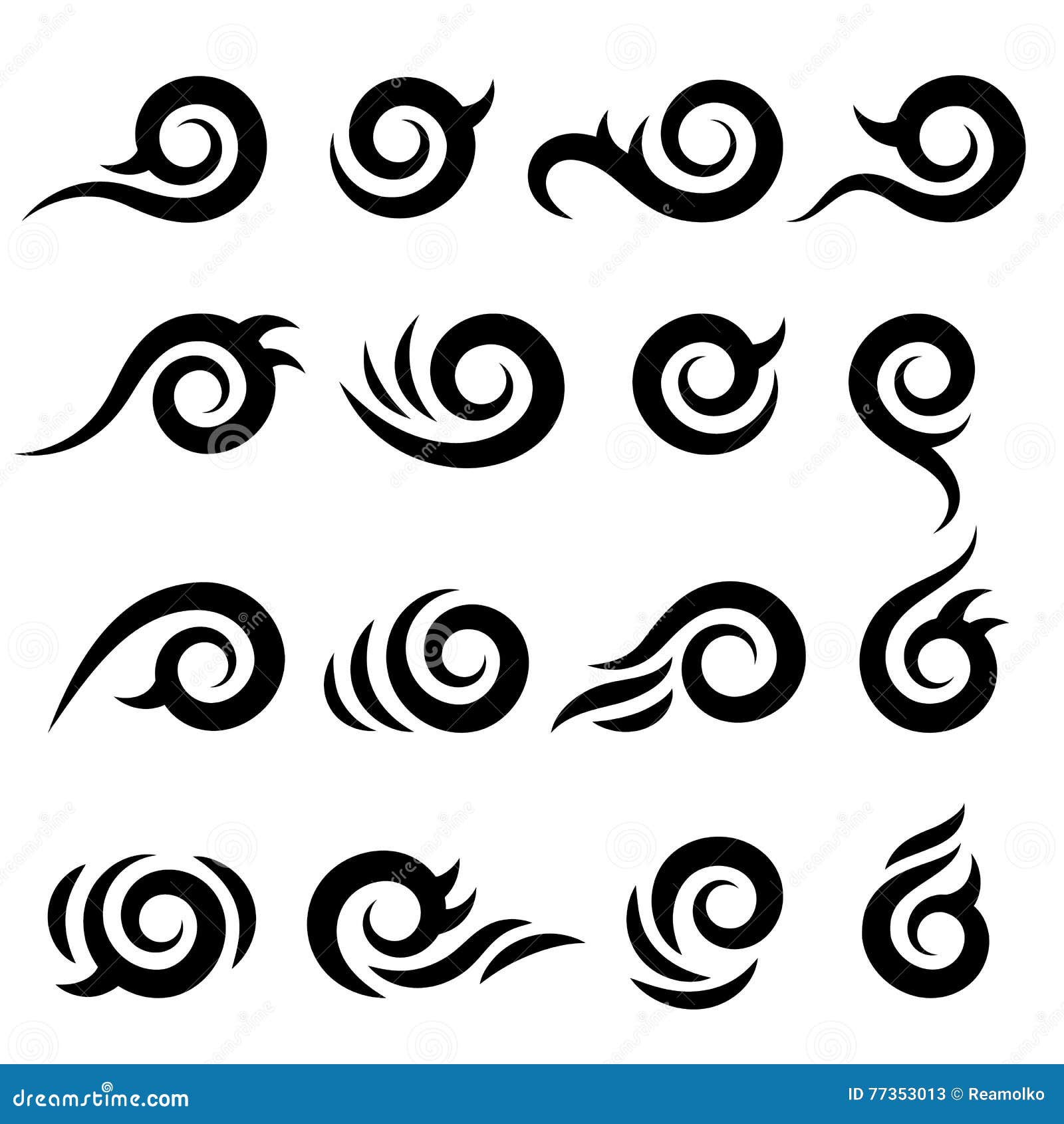 Spiralen Und Abstrakte Symbole Der Locken Vektor Abbildung ...