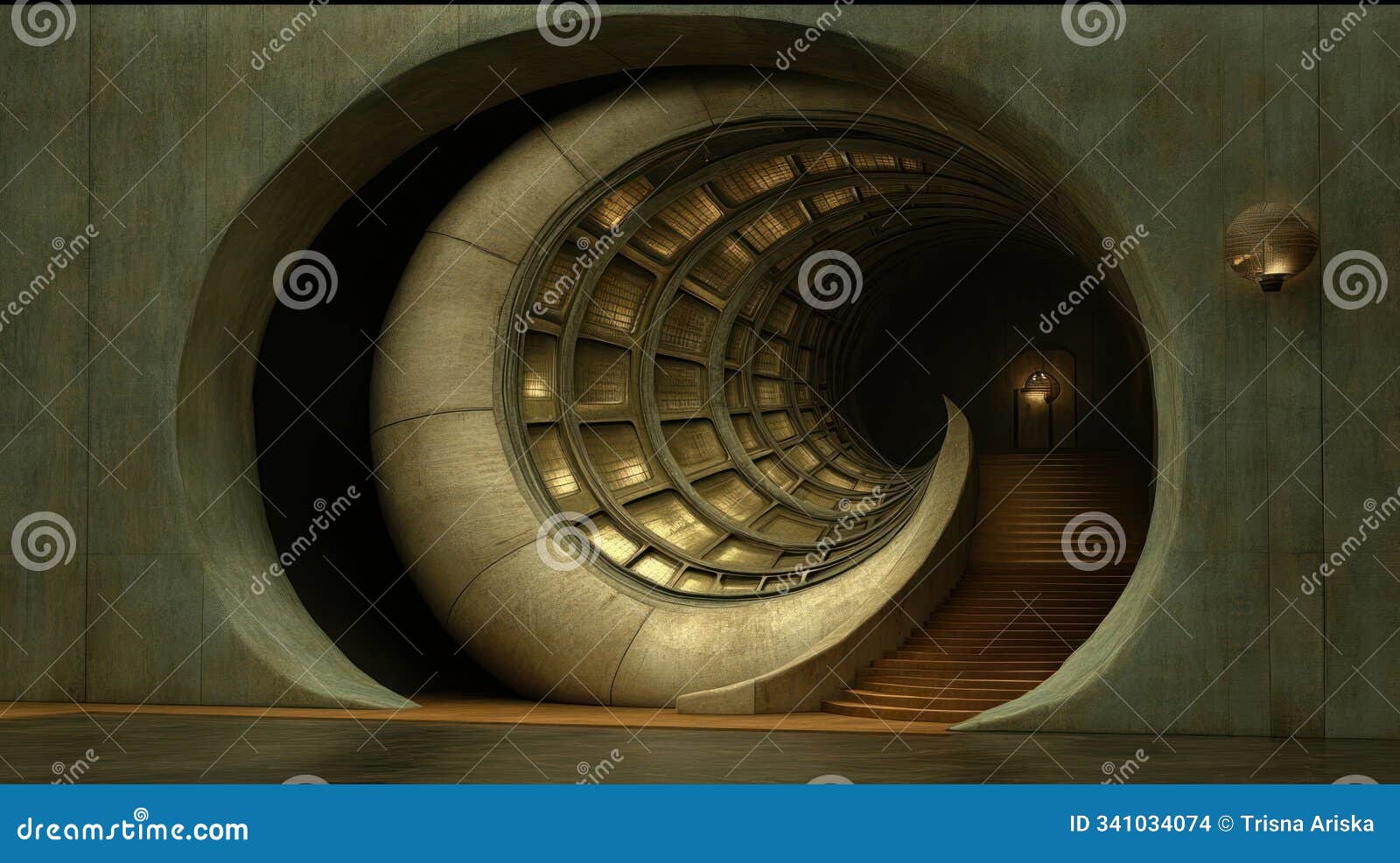 A Spiraling Architectural Structure with a Staircase Leading into a ...