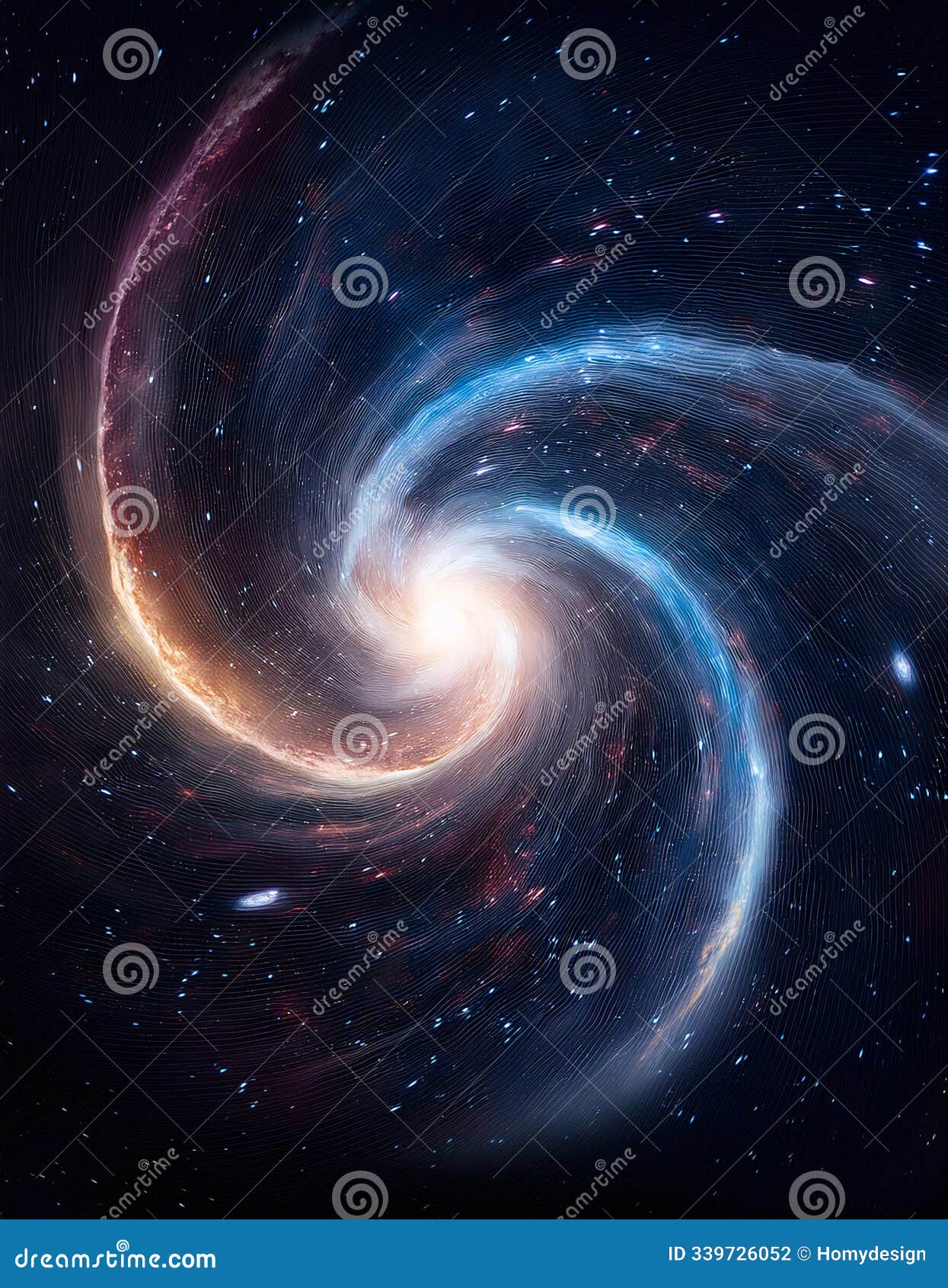 Spiraling Galaxy Image with a Bright Core and Star-studded Arms Stock ...