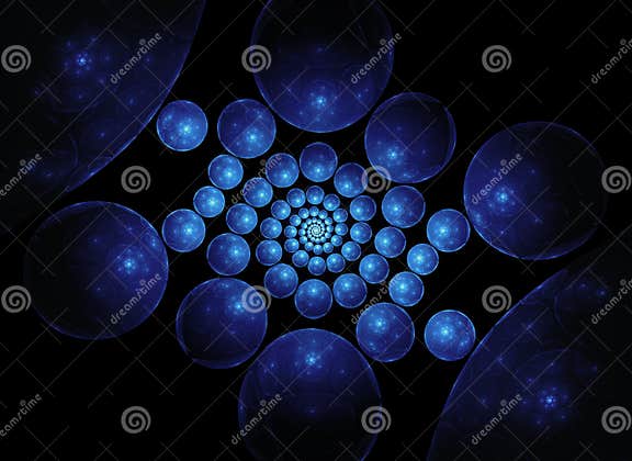 Spiraling Orbs, Cpu Rendered Fractal Image. Stock Illustration ...