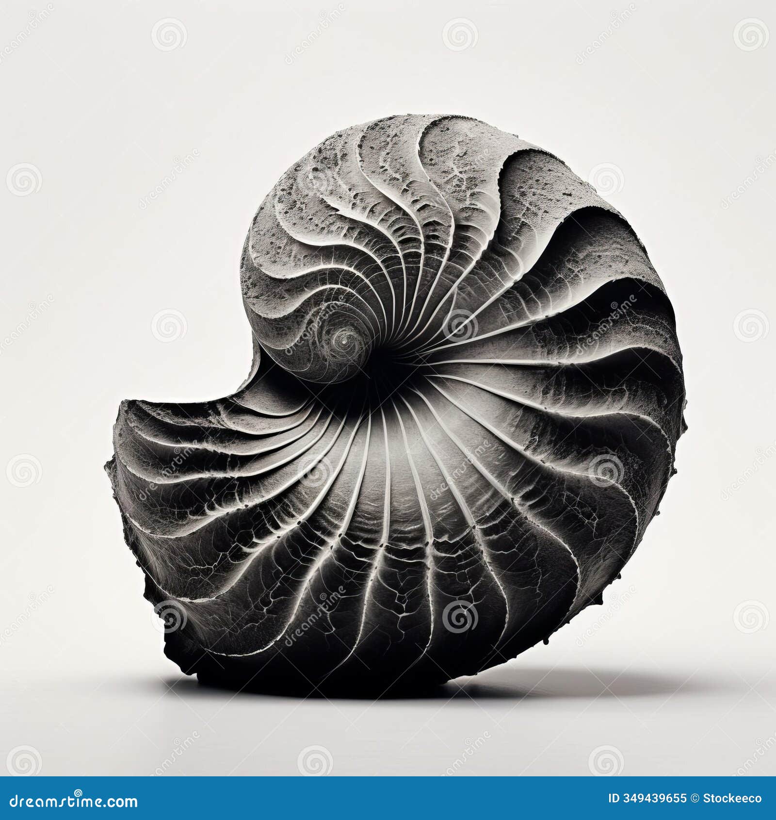 Spiraling Shell Illustration with Striated Resin Vein Patterns Stock ...