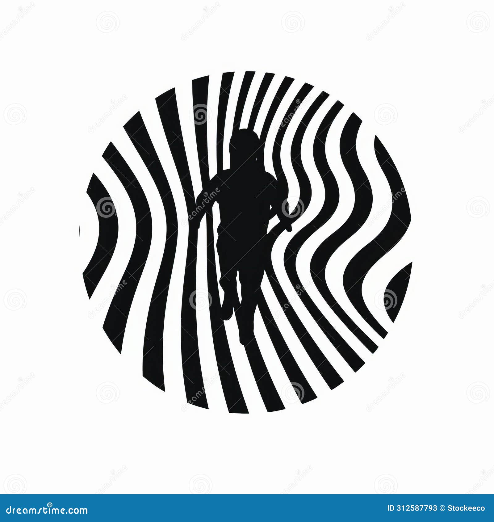 Spiraling Silhouette Distorted Figural Path in Graphic Black and White ...