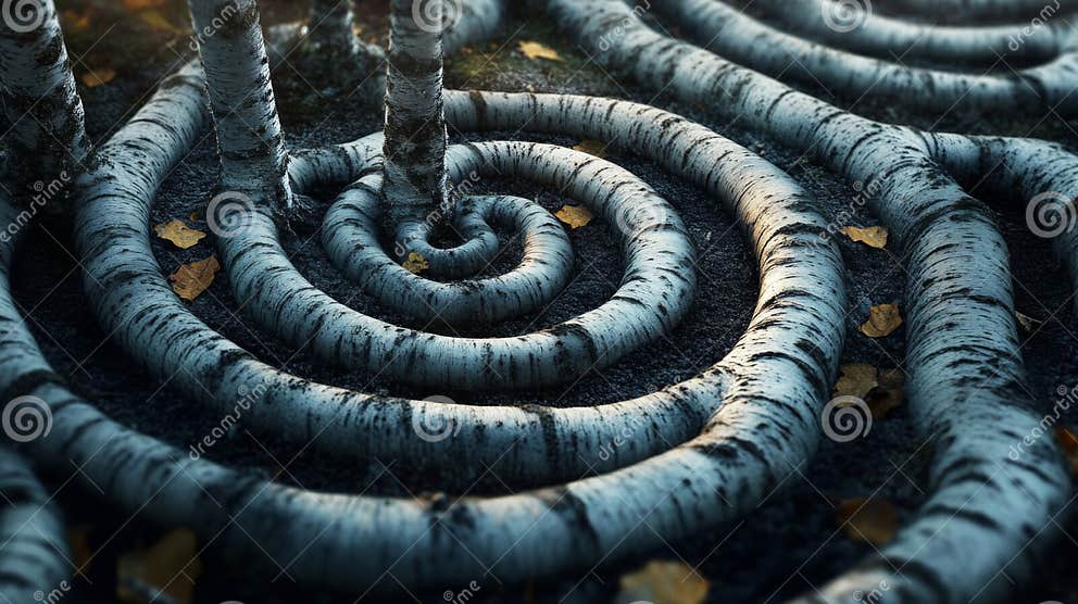 Spiraling Tree Roots Forming a Natural Pattern Stock Illustration ...