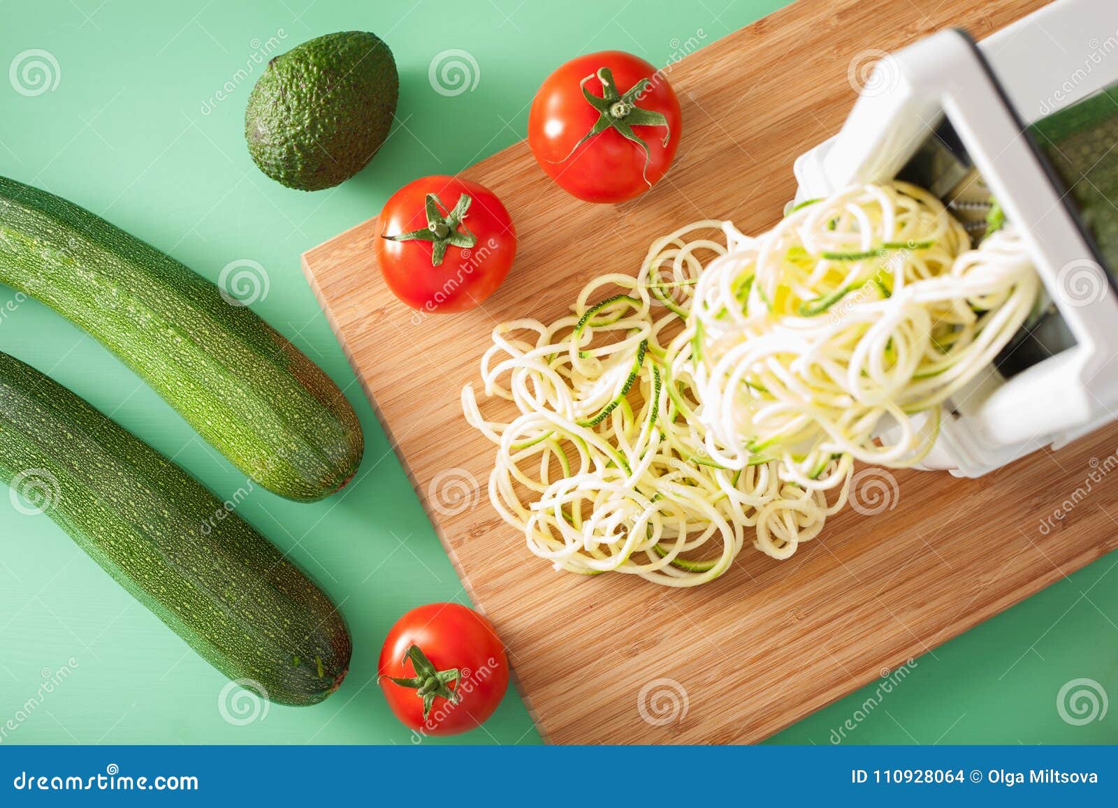 Spiralizing Courgette Raw Vegetable with Spiralizer Stock Photo - Image ...