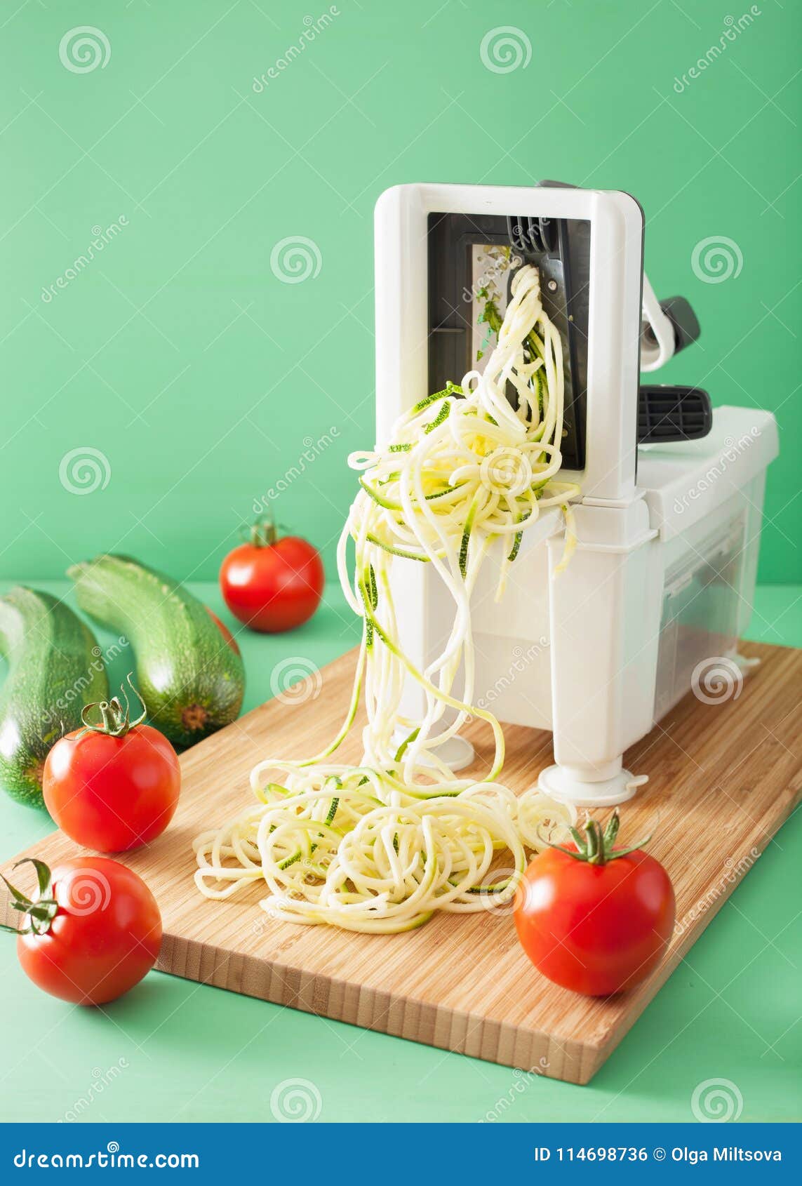 Spiralizing Courgette Raw Vegetable with Spiralizer Stock Photo - Image ...