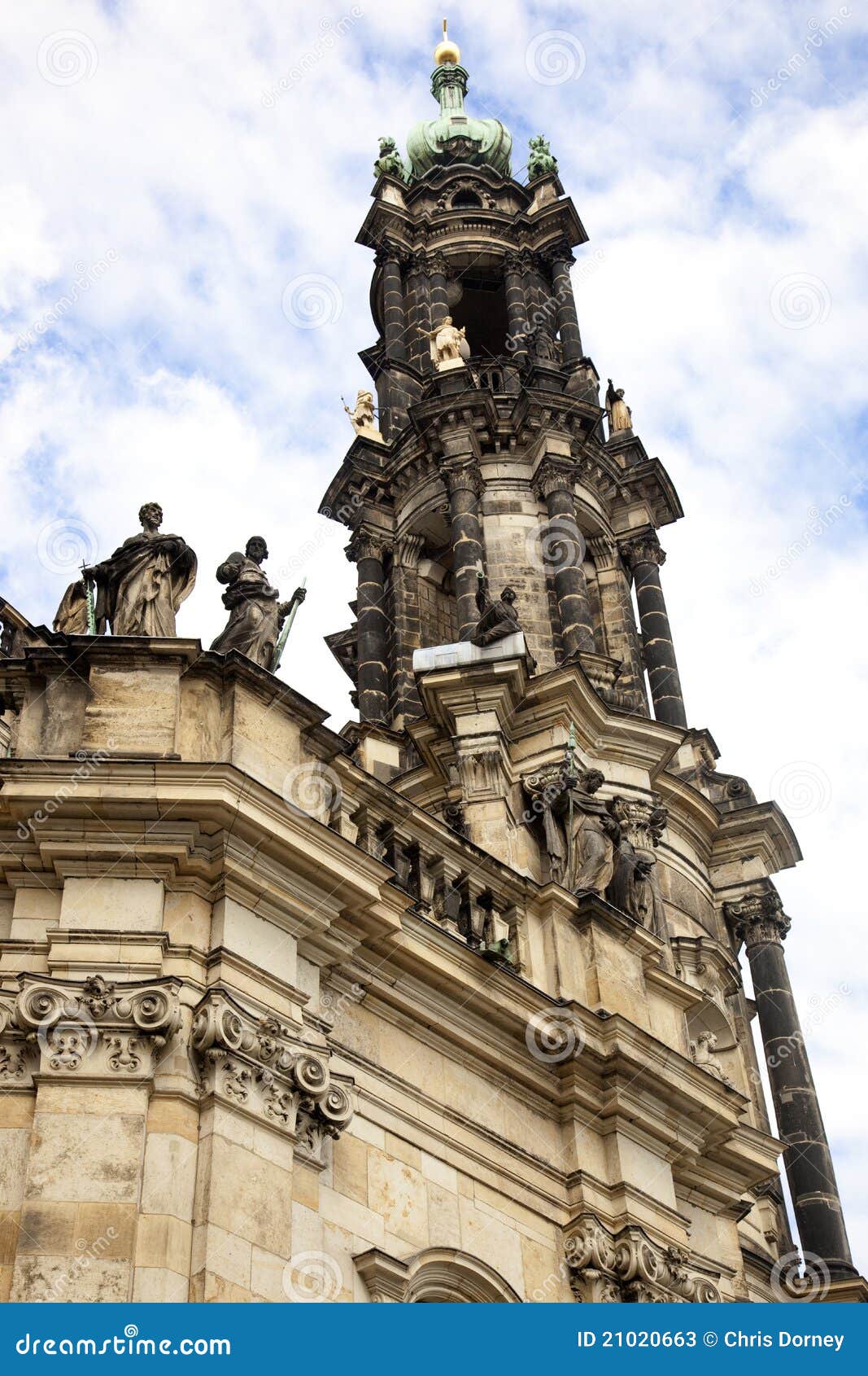 The Spire of the Catholic Court Church in Dresden Stock Image - Image ...