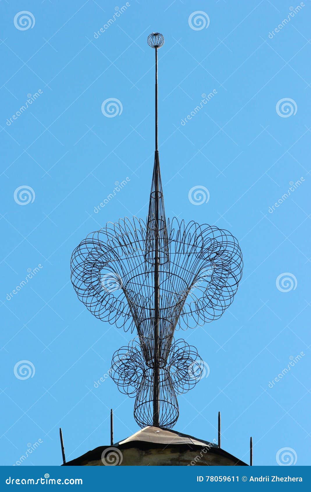 Spire on a Rooftop of Building with Metal Wire Decoration Stock Image ...