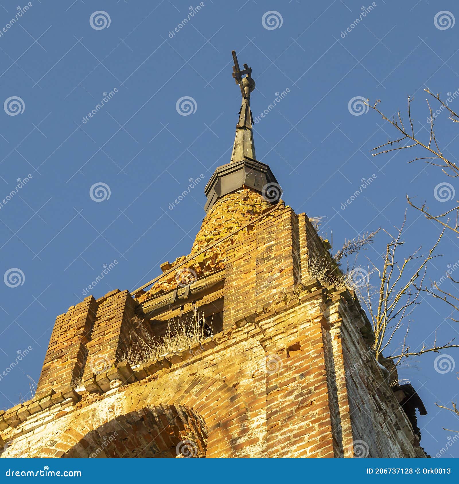 The Spire of the Destroyed Bell Tower Stock Photo - Image of ascension ...