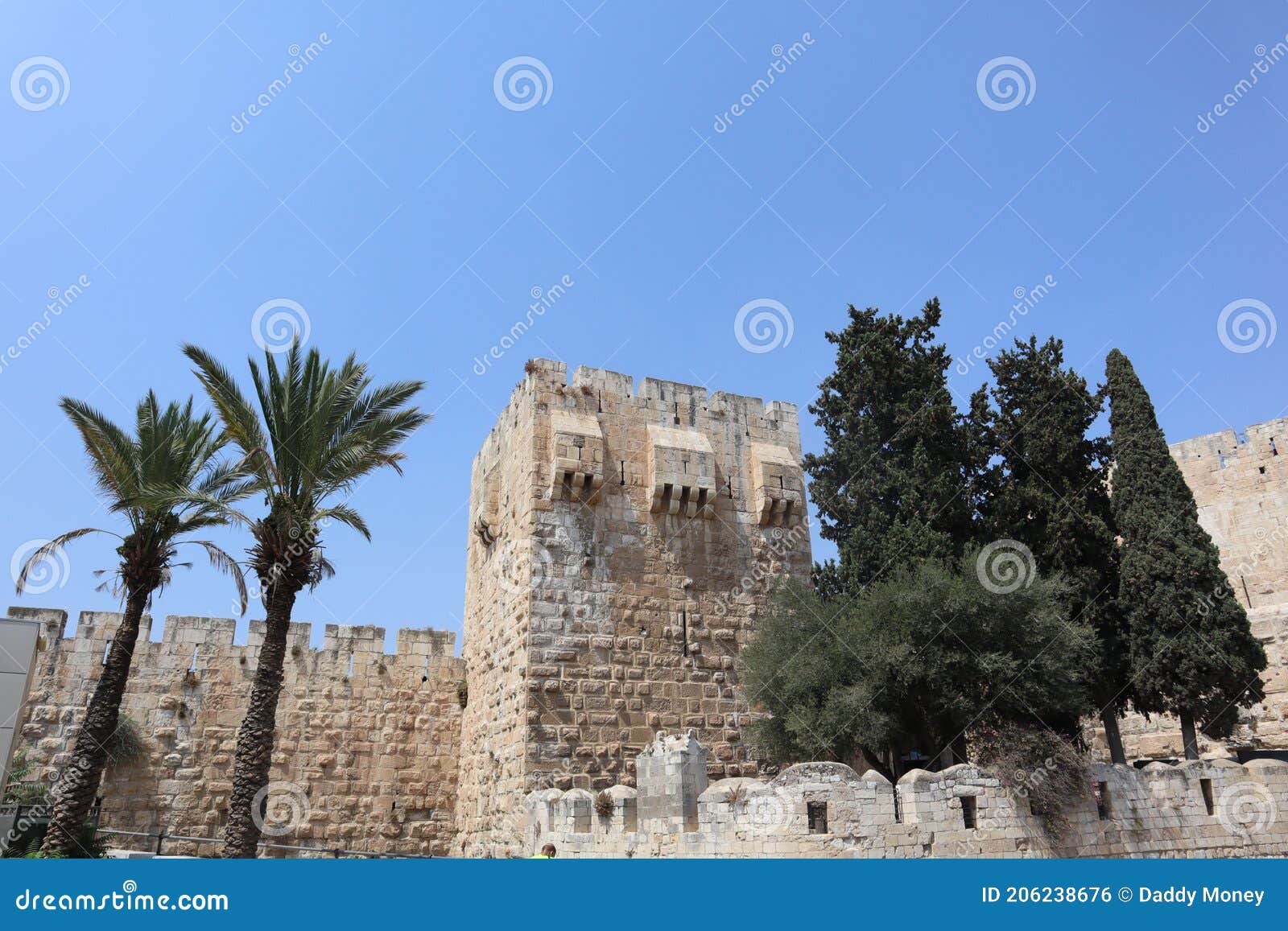 A Spire Surrounded by Trees in the Wall of Jerusalem Stock Photo ...