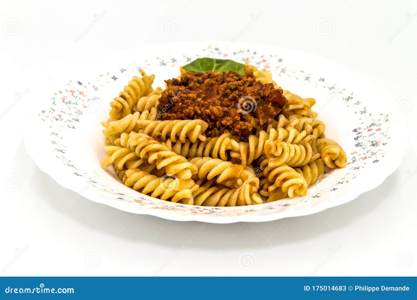 Spirelli with Bolognese Sauce Stock Image - Image of plate, icecube ...