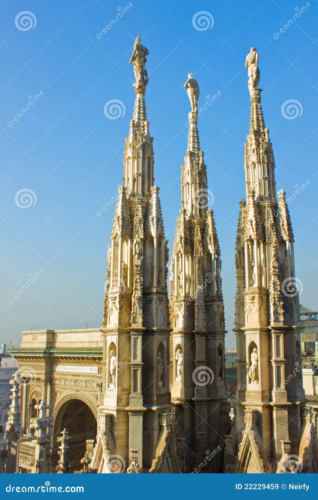 Spires of Milan cathedral stock image. Image of italian - 22229459