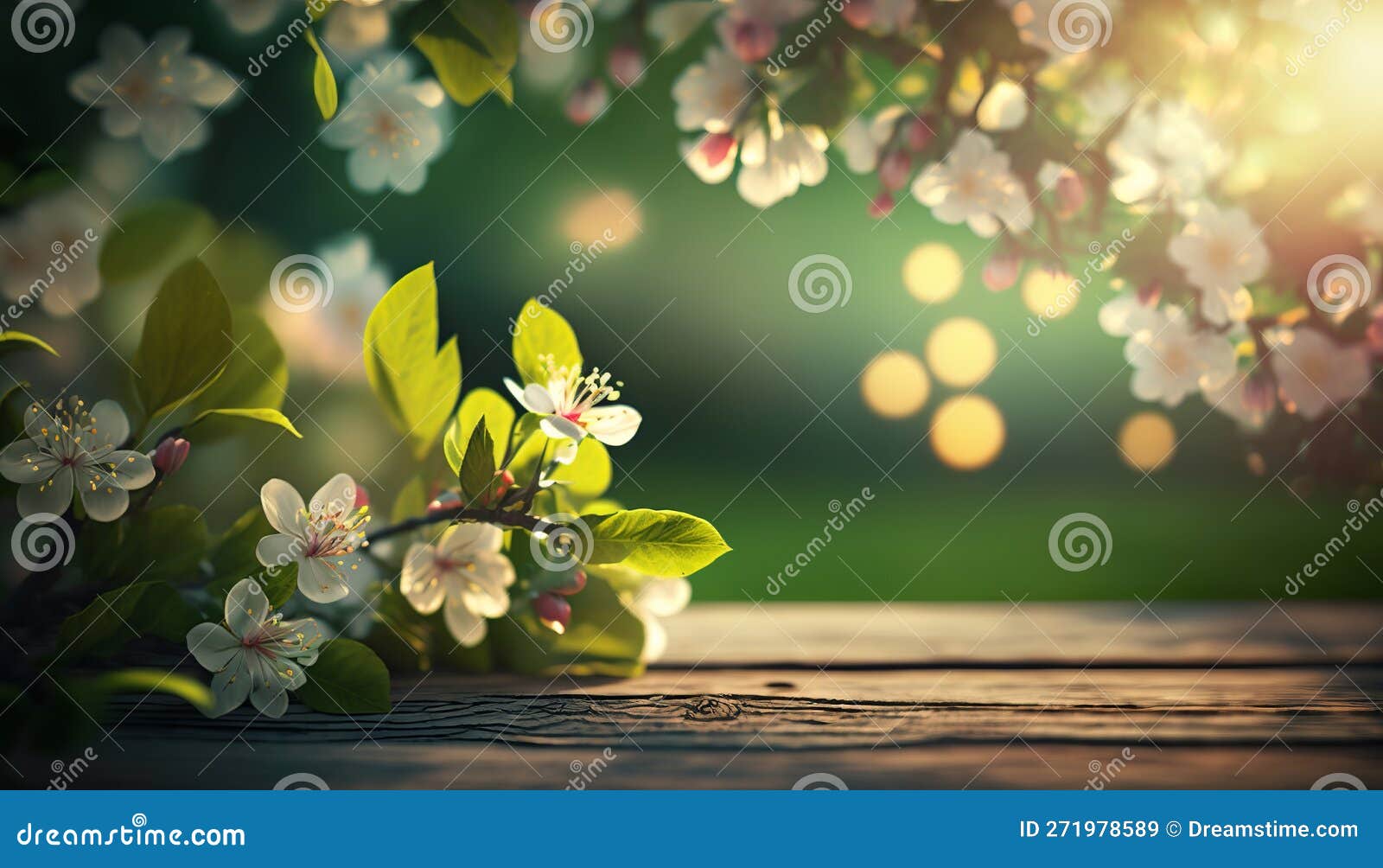 Spiring Green Garden with Flowers Background. Stock Illustration ...