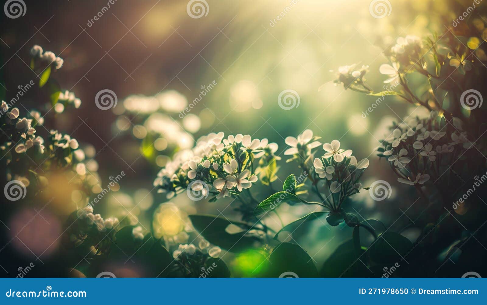 Spiring Green Garden with Flowers Background. Stock Illustration ...