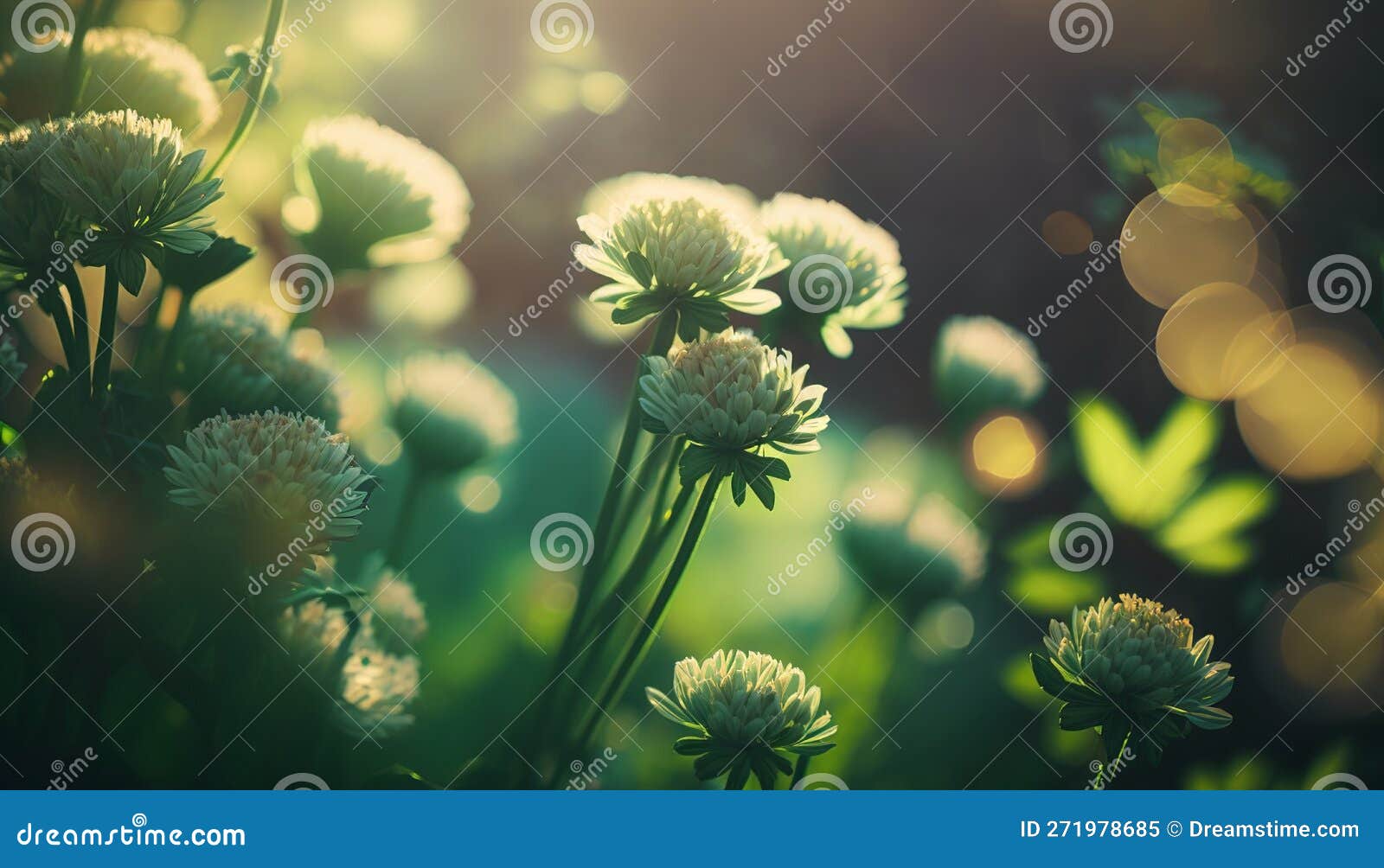 Spiring Green Garden with Flowers Background. Stock Illustration ...