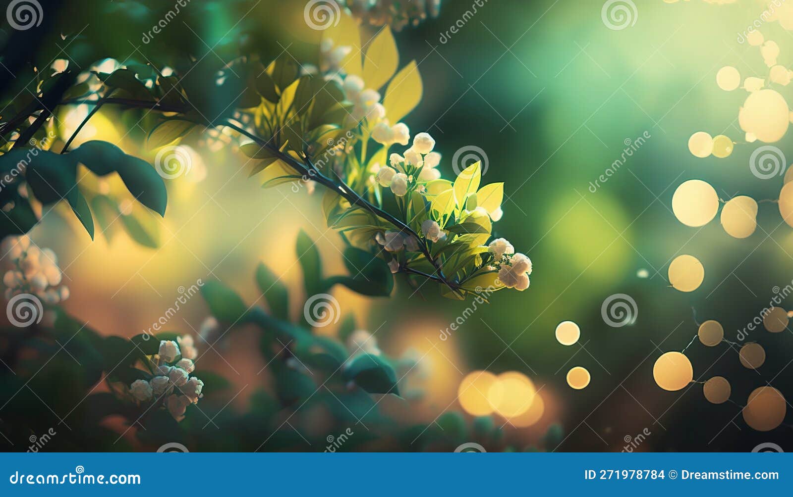 Spiring Green Garden with Flowers Background. Stock Illustration ...