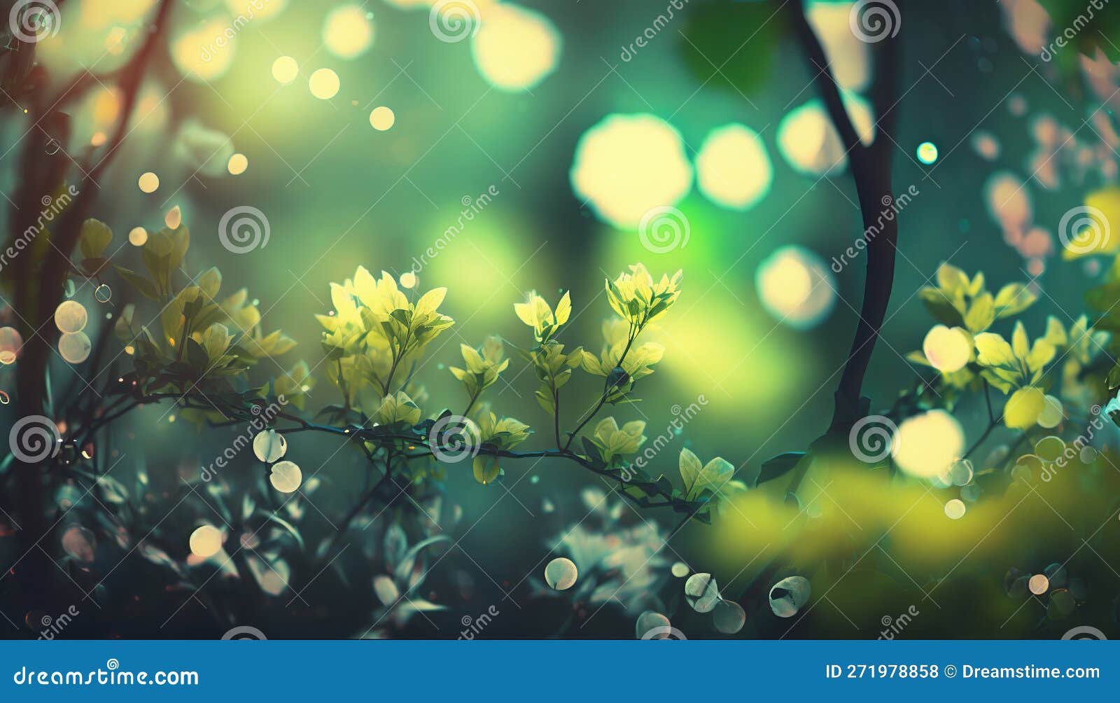 Spiring Green Garden with Flowers Background. Stock Illustration ...