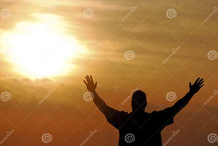 Spirit stock photo. Image of arms, sunset, heart, victory - 9700196