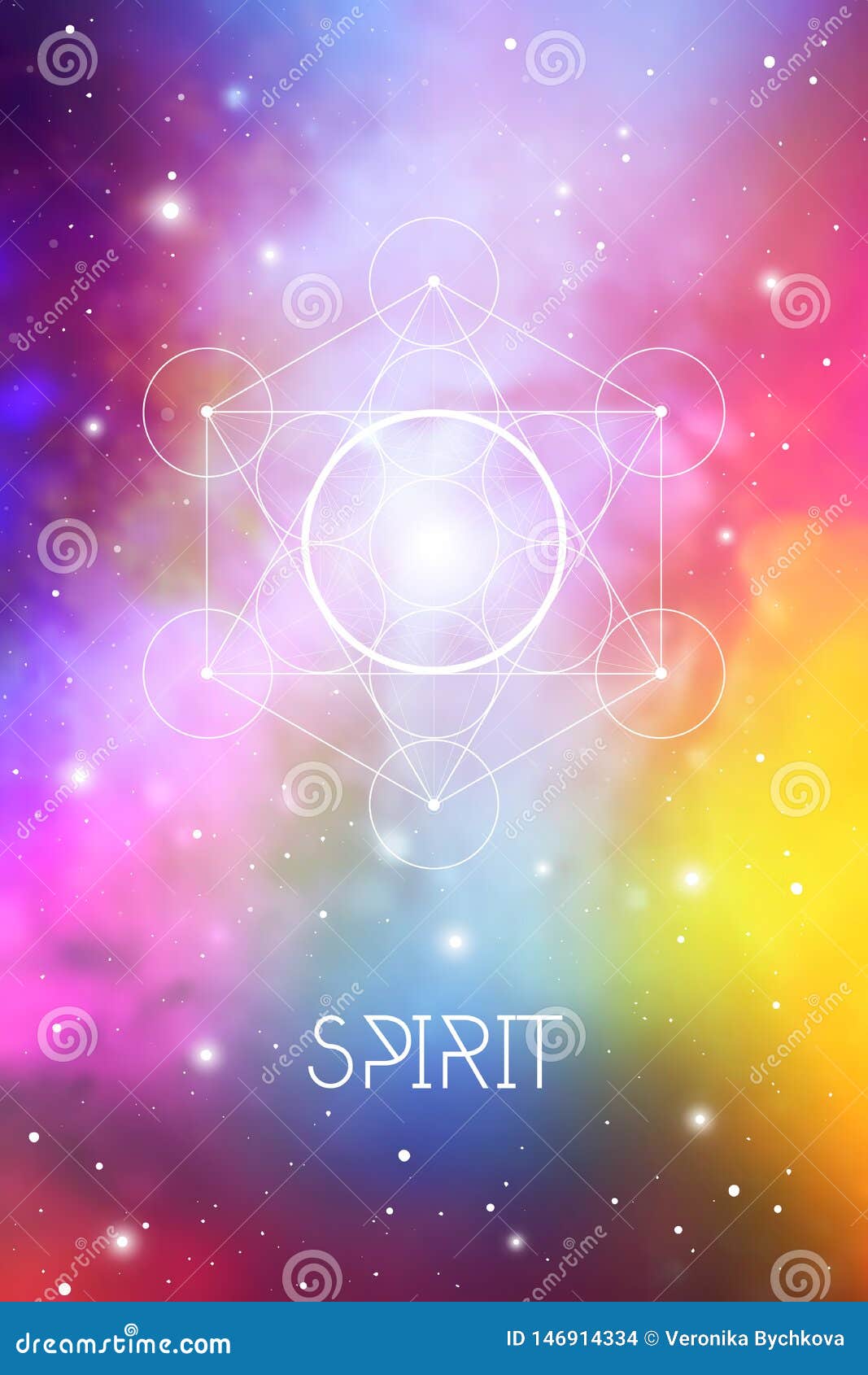 Spirit Element Symbol Inside Metatron Cube and Flower of Life in Front ...