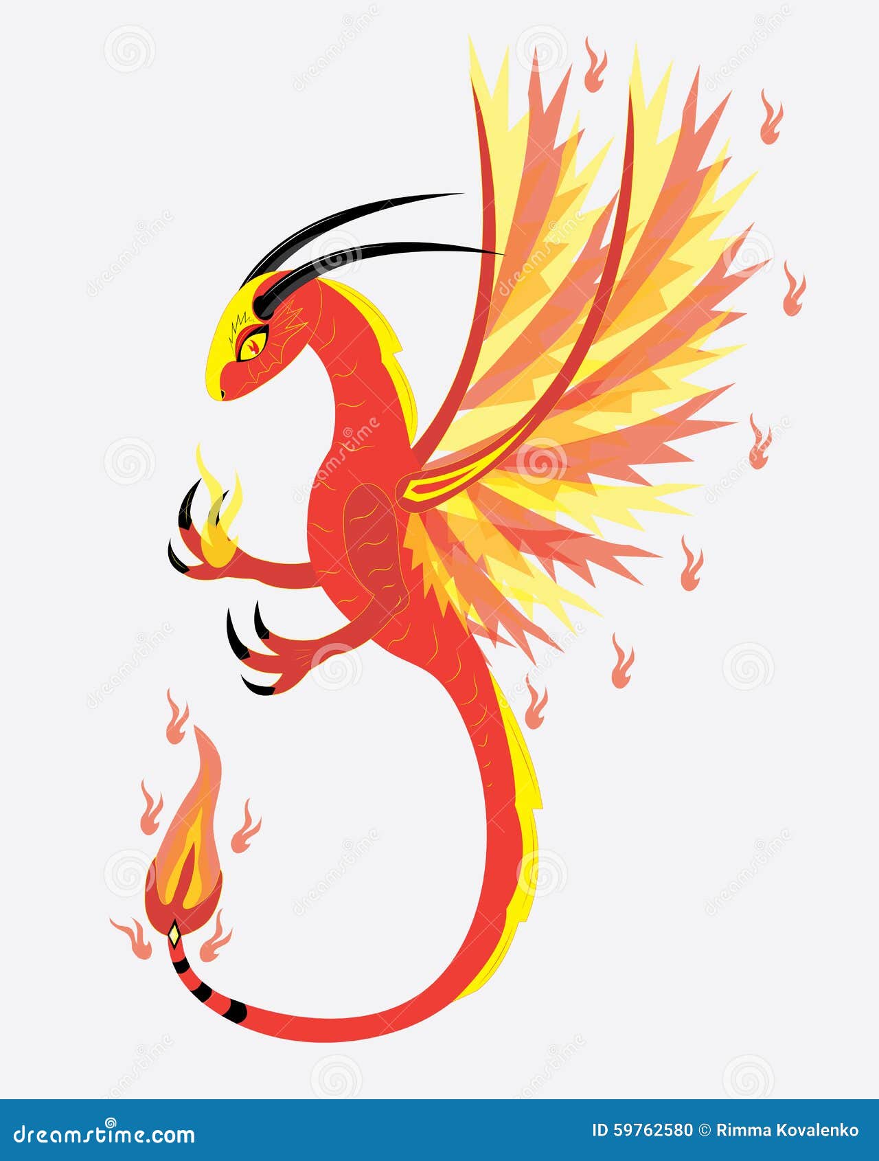Spirit of fire dragon stock vector. Illustration of wings - 59762580