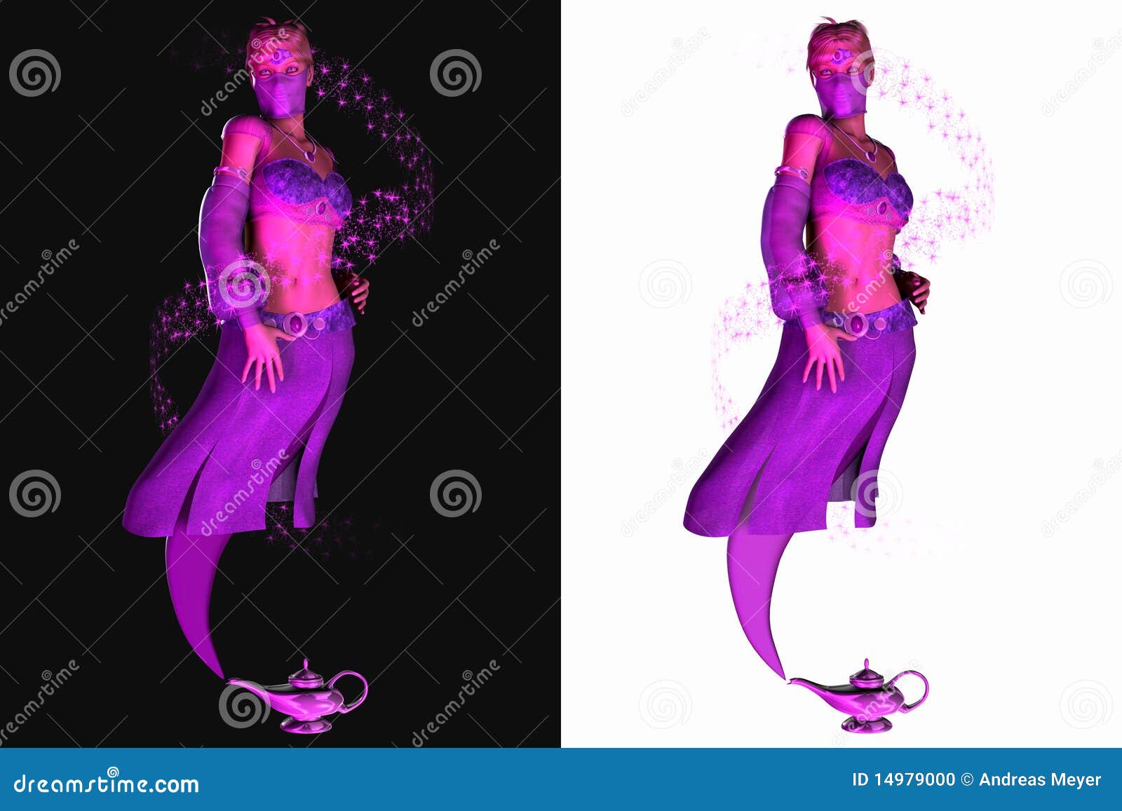 The spirit from the lamp stock illustration. Illustration of eastern ...