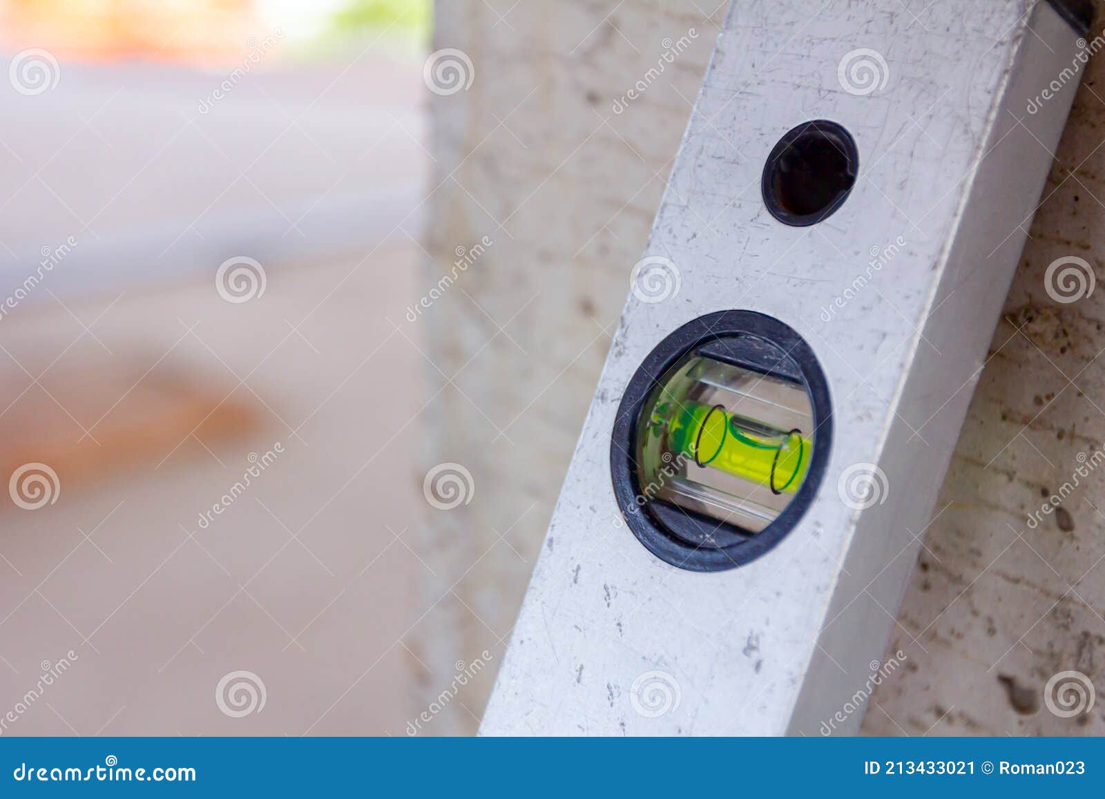 Spirit Level at Construction Site Stock Image - Image of industrial ...