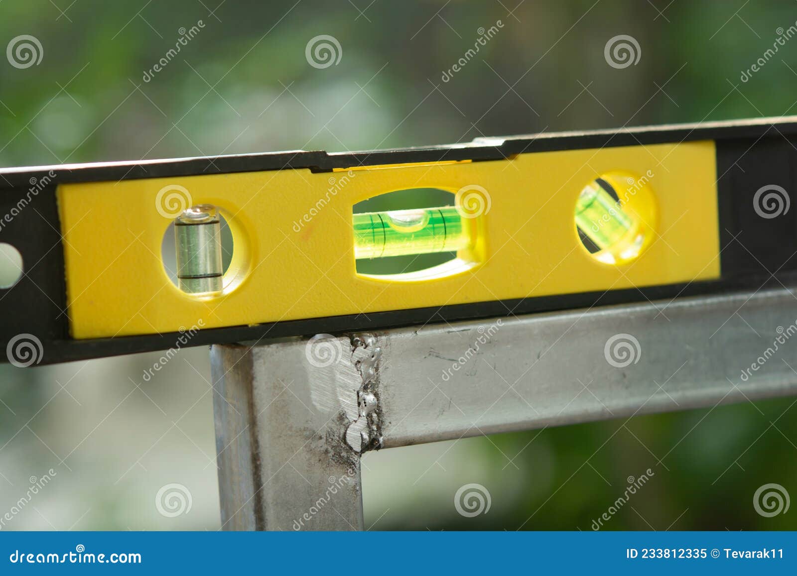 Spirit Level or Construction Water Level on Steel Pipe Stock Image ...