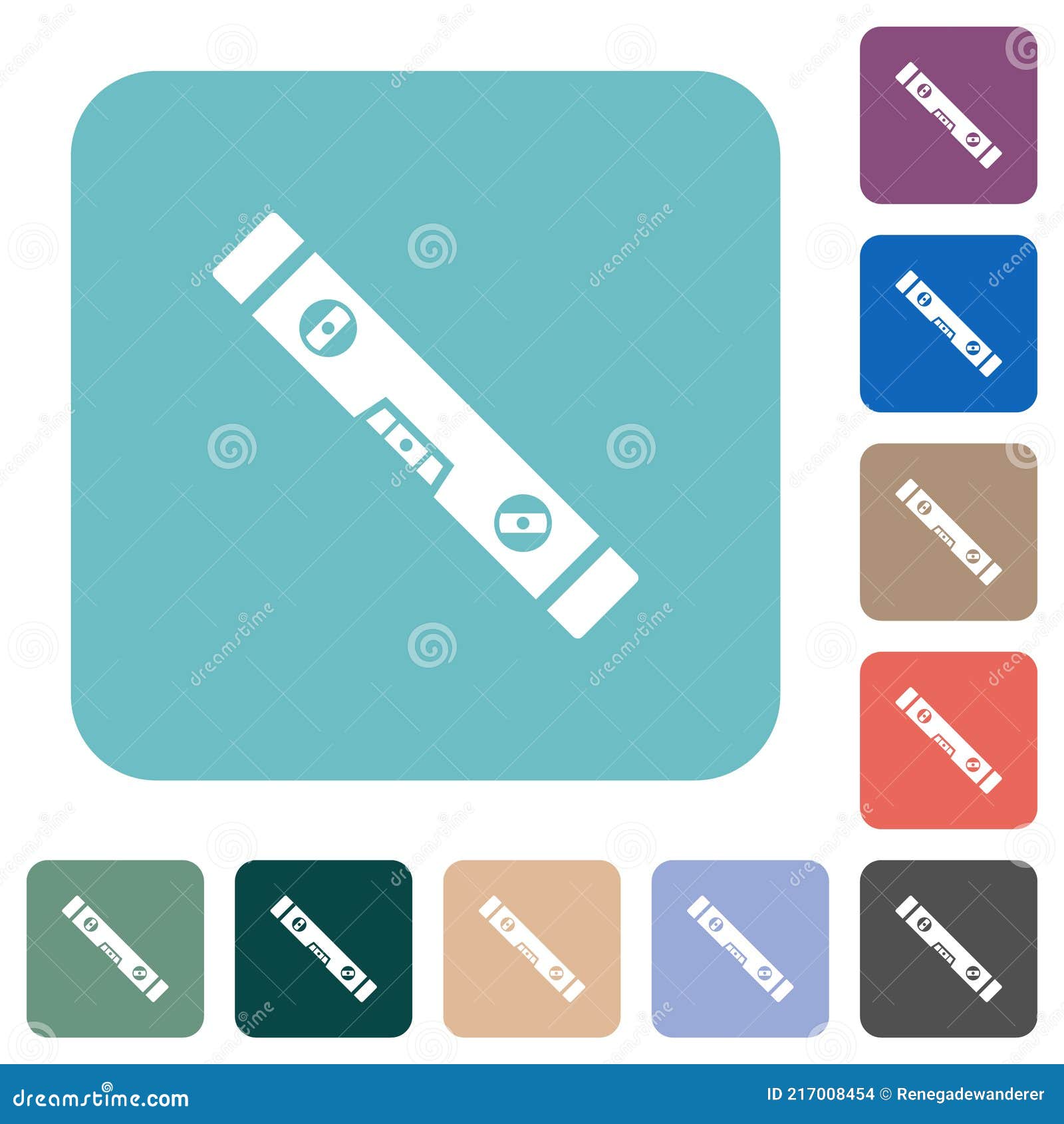 Spirit Level Rounded Square Flat Icons Stock Vector - Illustration of simple, gauge: 217008454