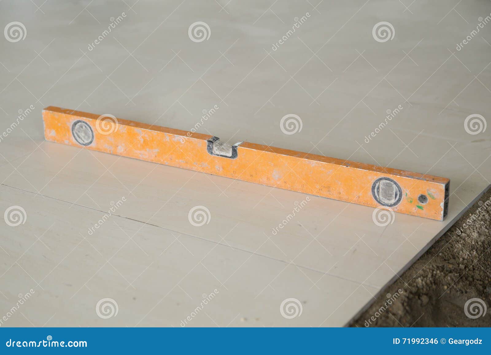 Spirit Level Tool on Floor Tile Stock Photo - Image of equipment, tool ...