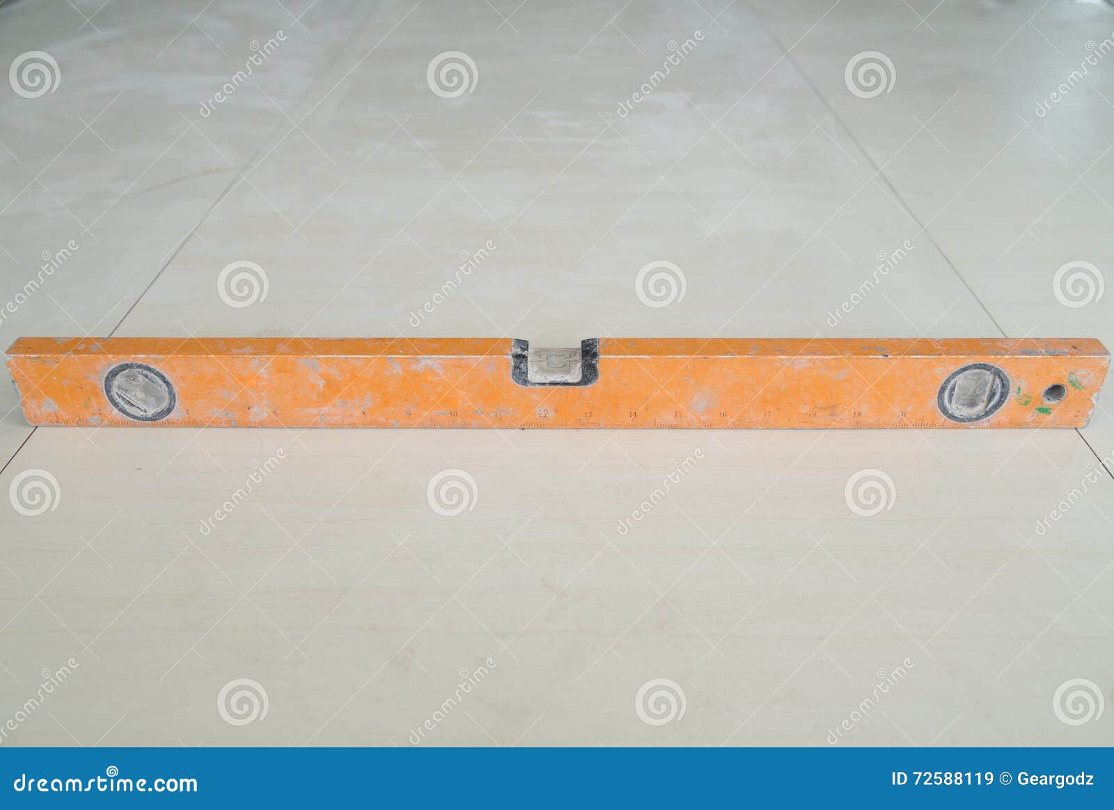 Spirit Level Tool on Floor Tile Stock Image - Image of center, home ...