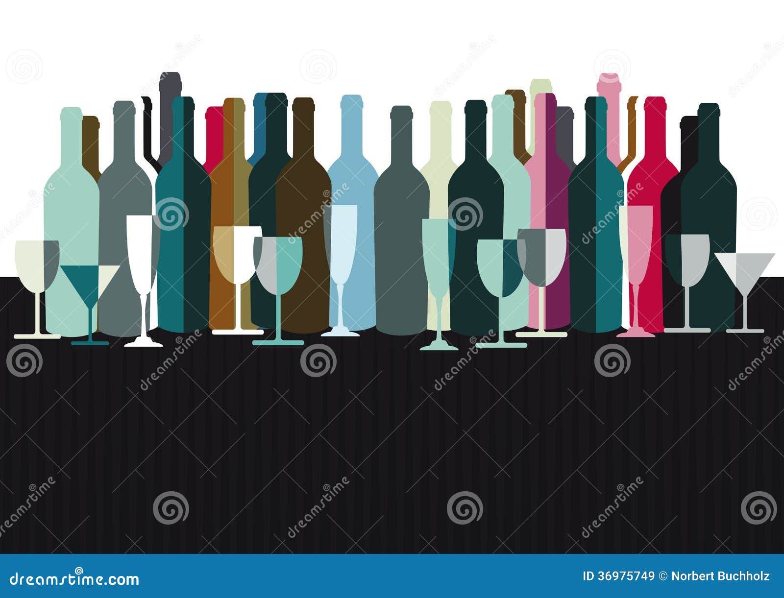 Spirits and wine bottles stock vector. Illustration of drinks - 36975749