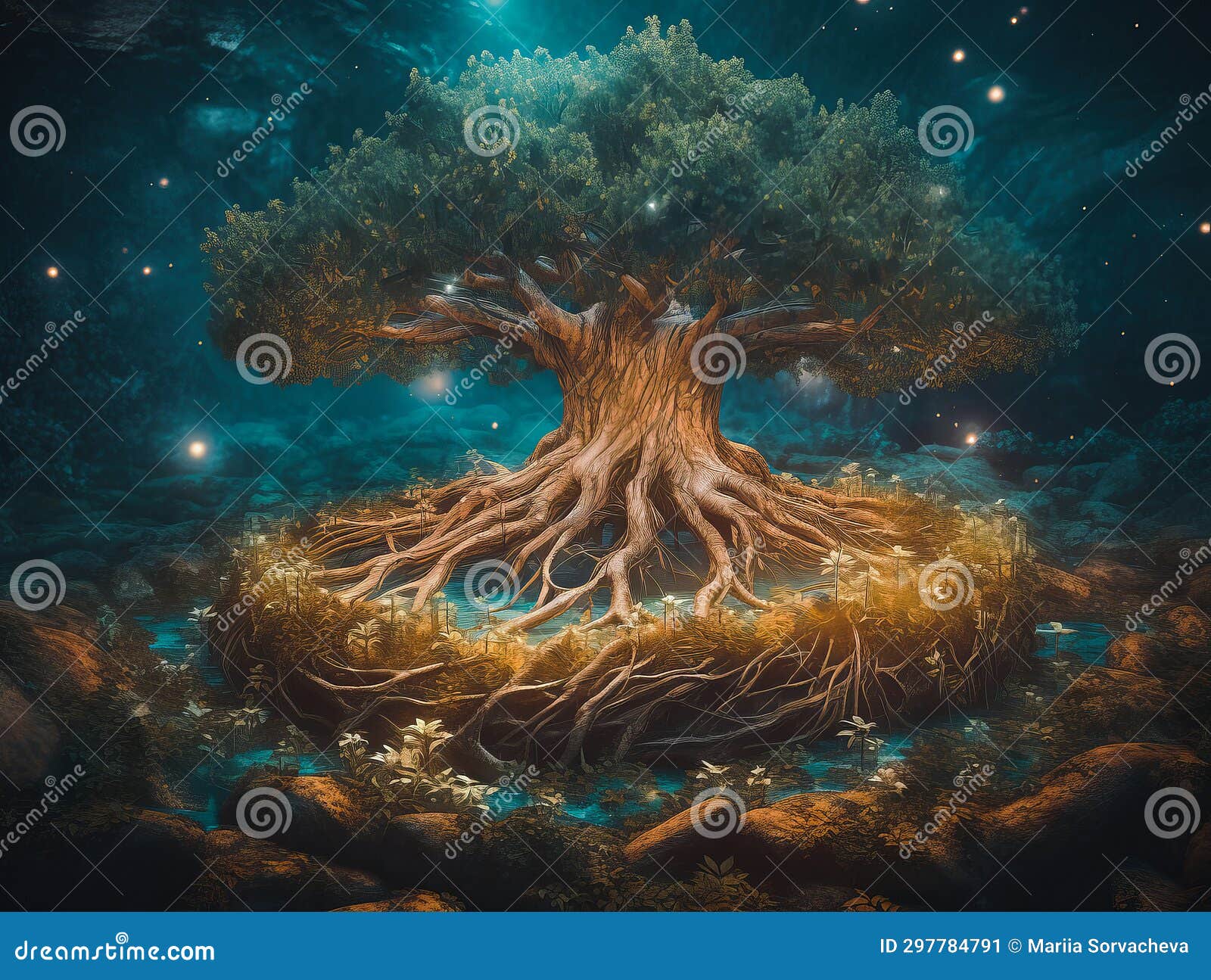 Spiritual Green Tree of Life. AI Generated Stock Image - Image of faith ...