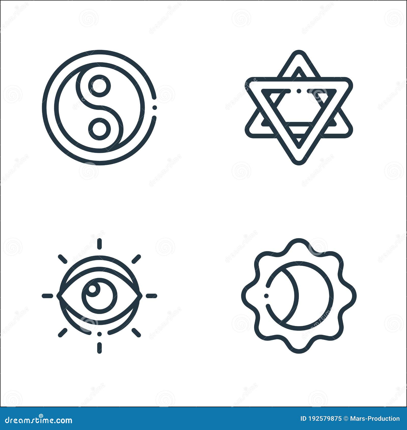 Spiritual Line Icons. Linear Set Stock Vector - Illustration of look ...