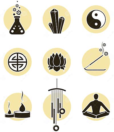 Spirituality icon set stock vector. Illustration of candle - 5064438