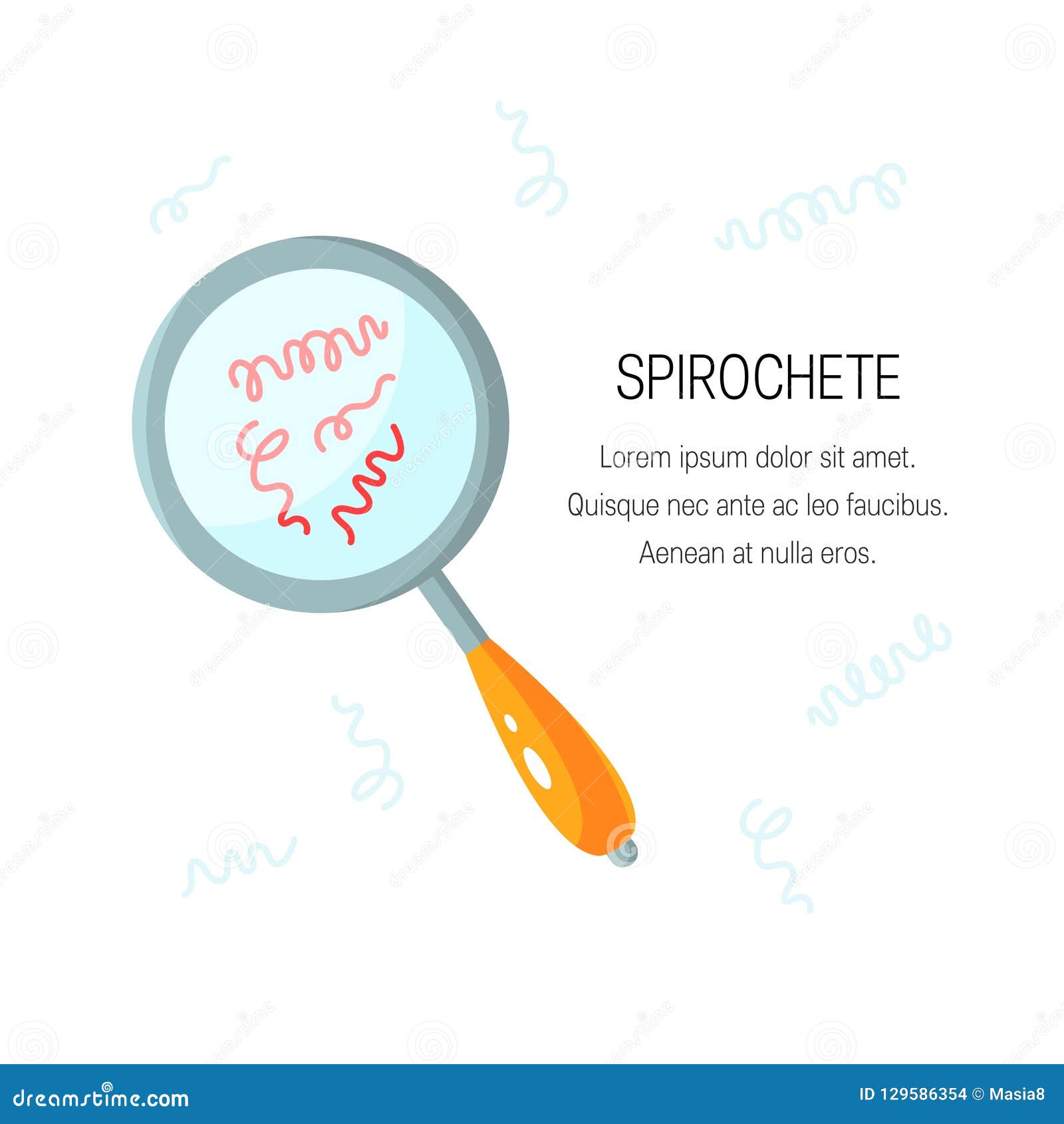 Spirochete Bacteria Monochrome Vector Illustration On Black Background ...