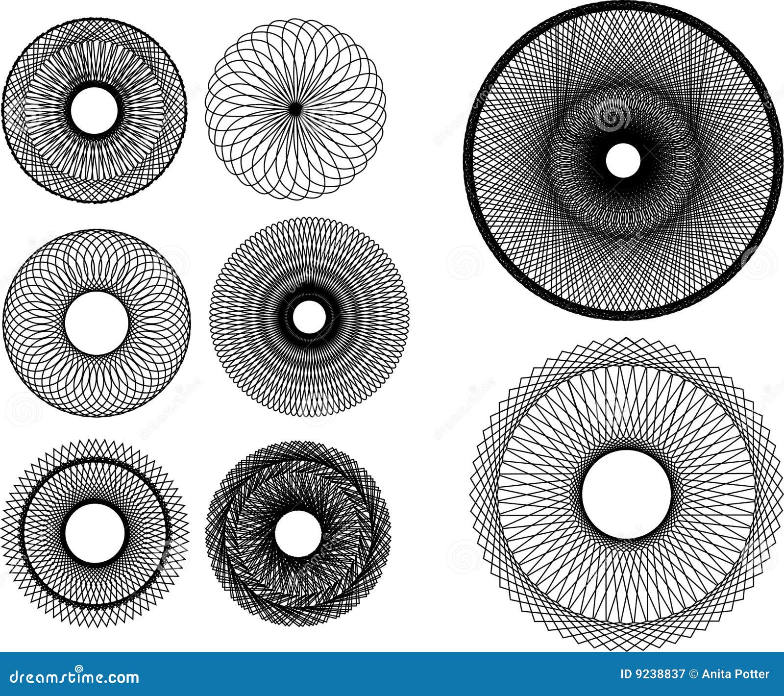 Spirograph Elements and Symbols Stock Vector - Illustration of symbol ...