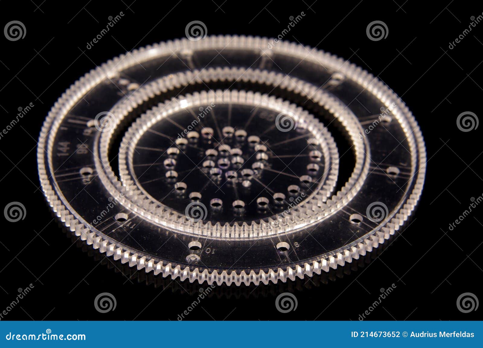 Spirograph Gear Isolated on the Black Stock Photo - Image of instrument ...