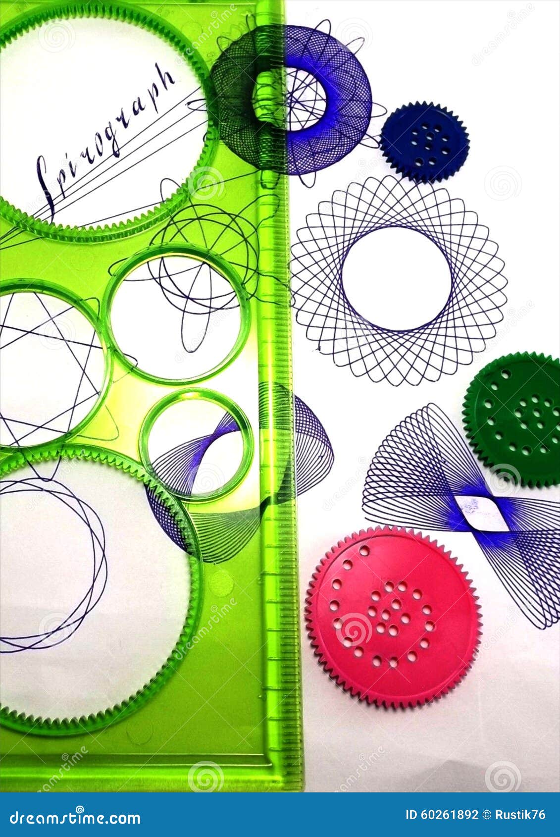 Spirograph and Geometric Pattern Stock Illustration - Illustration of ...