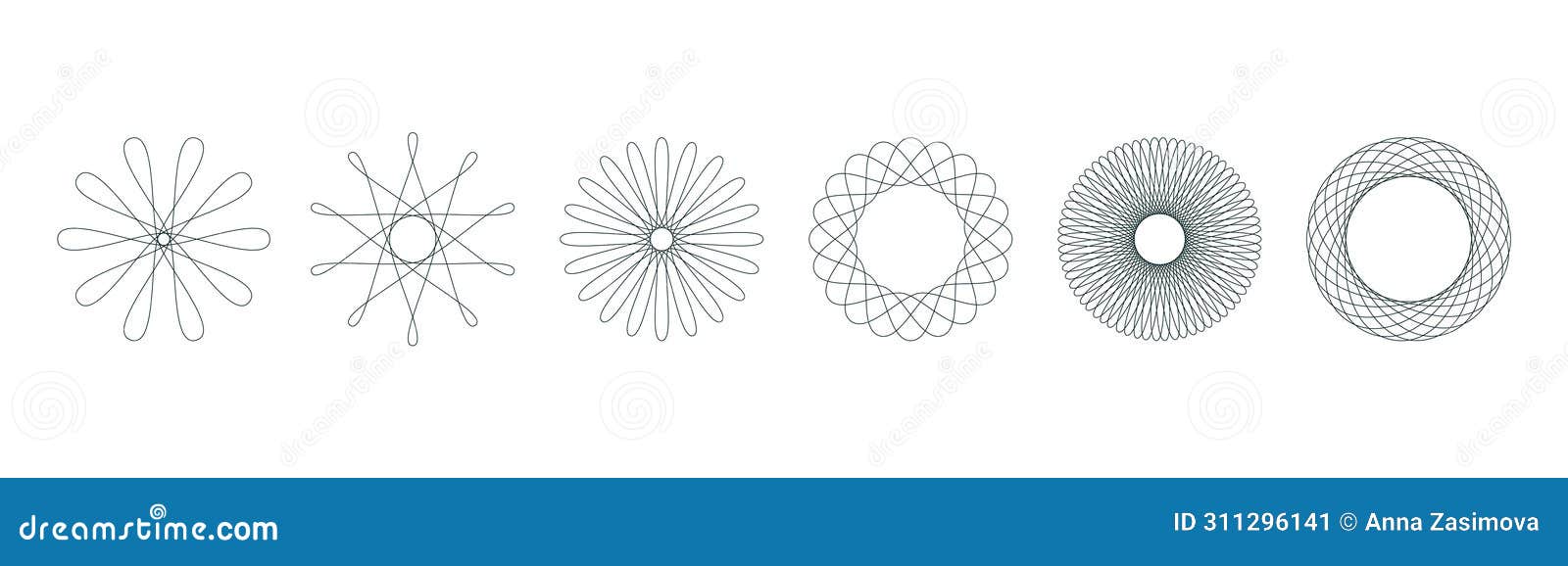 Spirograph Graphic Shape. Different Geometric Circular Patterns Stock ...