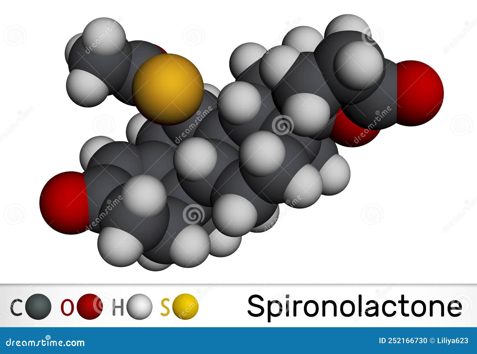 Spironolactone Molecule, Structural Chemical Formula, Ball-and-stick ...