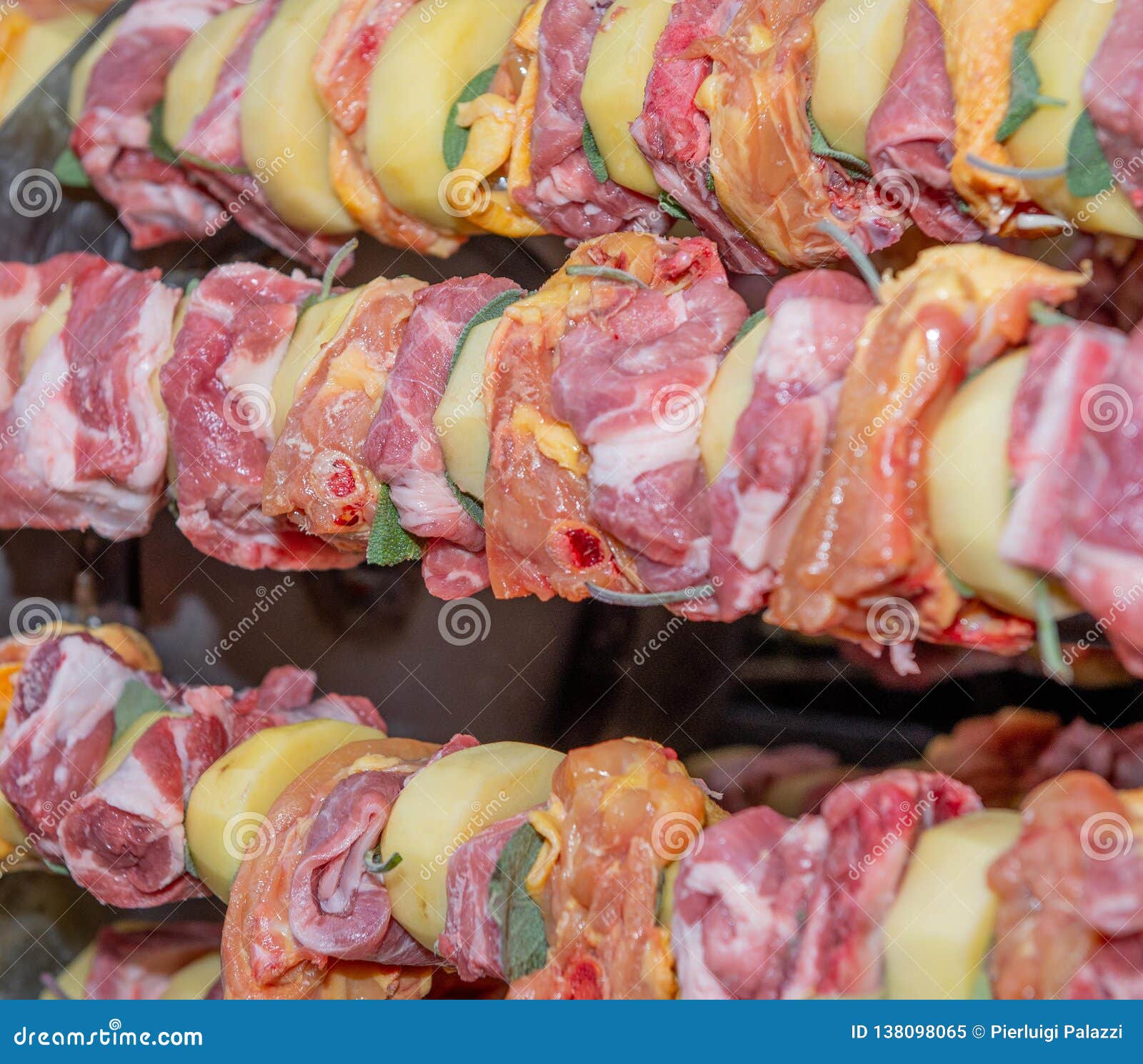 Spit-roasted meat stock image. Image of coal, dinner - 138098065